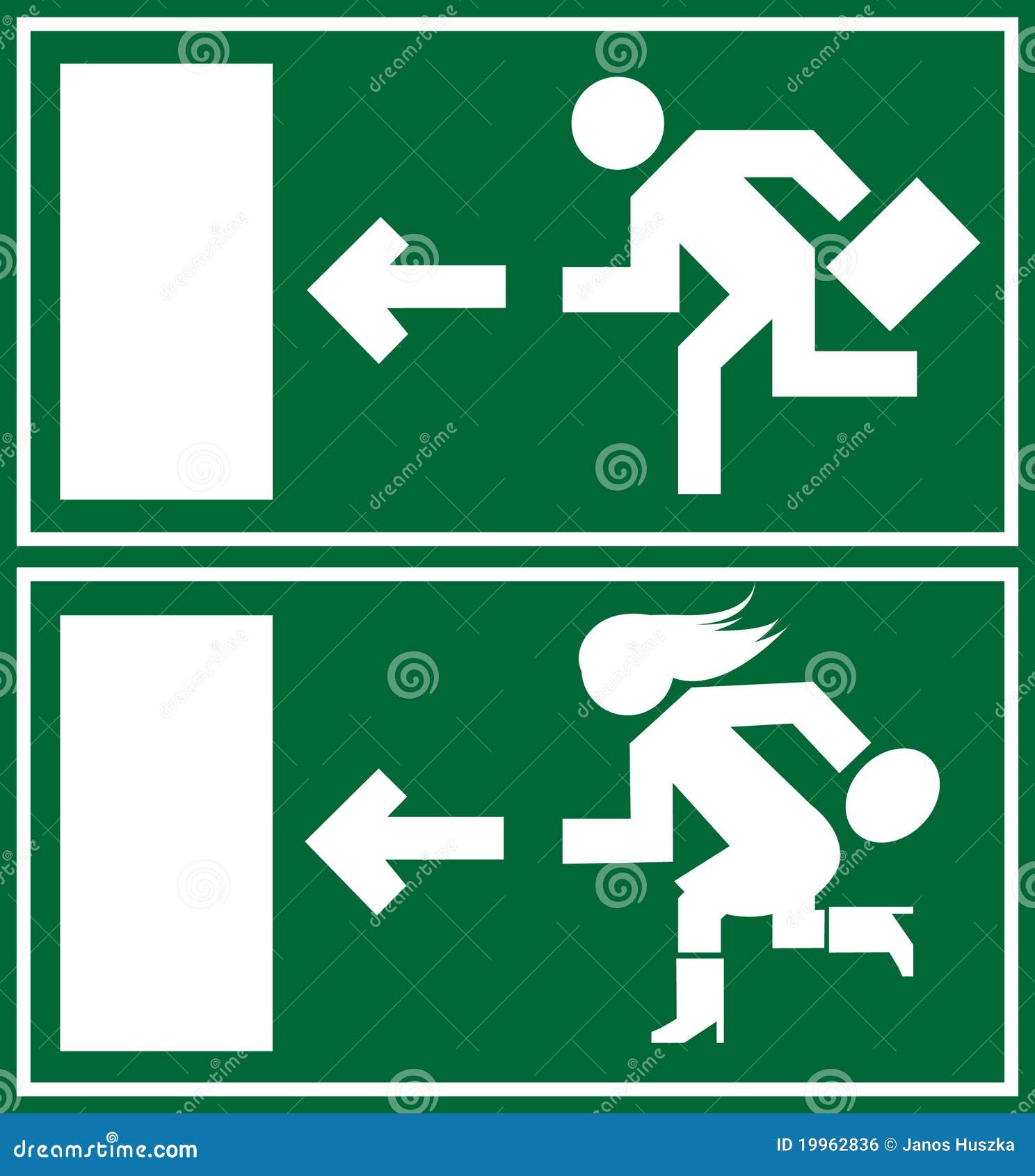 Green Emergency Exit Sign, Icon and Symbol Stock Vector - Illustration ...