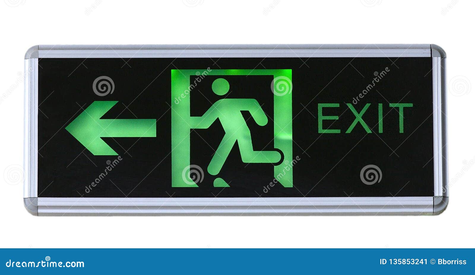 Green emergency exit sign stock image. Image of emergency - 135853241