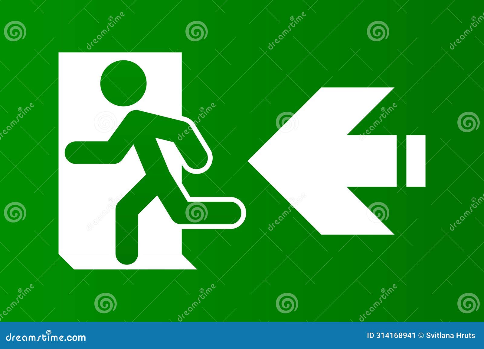 Green Emergency Exit Sign. Safety Evacuation. Warning Sign. Fire ...