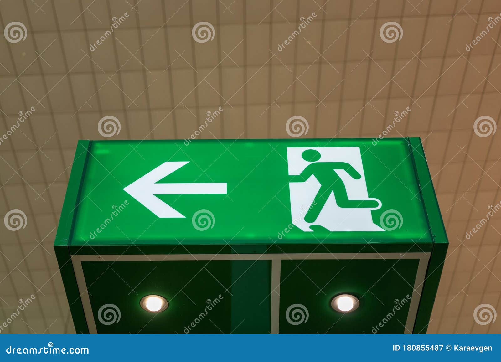 Green Emergency Exit Sign Showing the Way To Escape Stock Image - Image ...