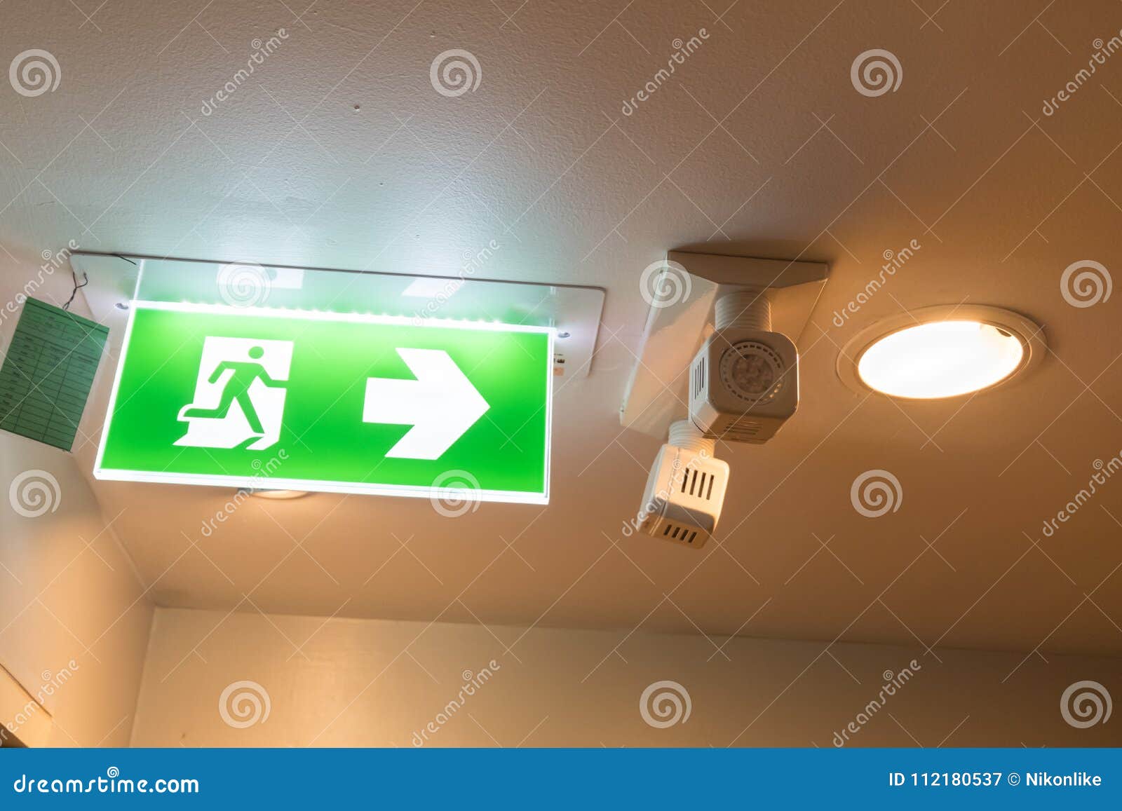 Fire exit light sign. stock image. Image of figure, extinguisher ...