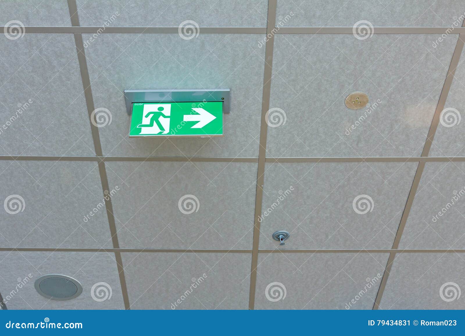 Green emergency exit sign. stock image. Image of emergency - 79434831
