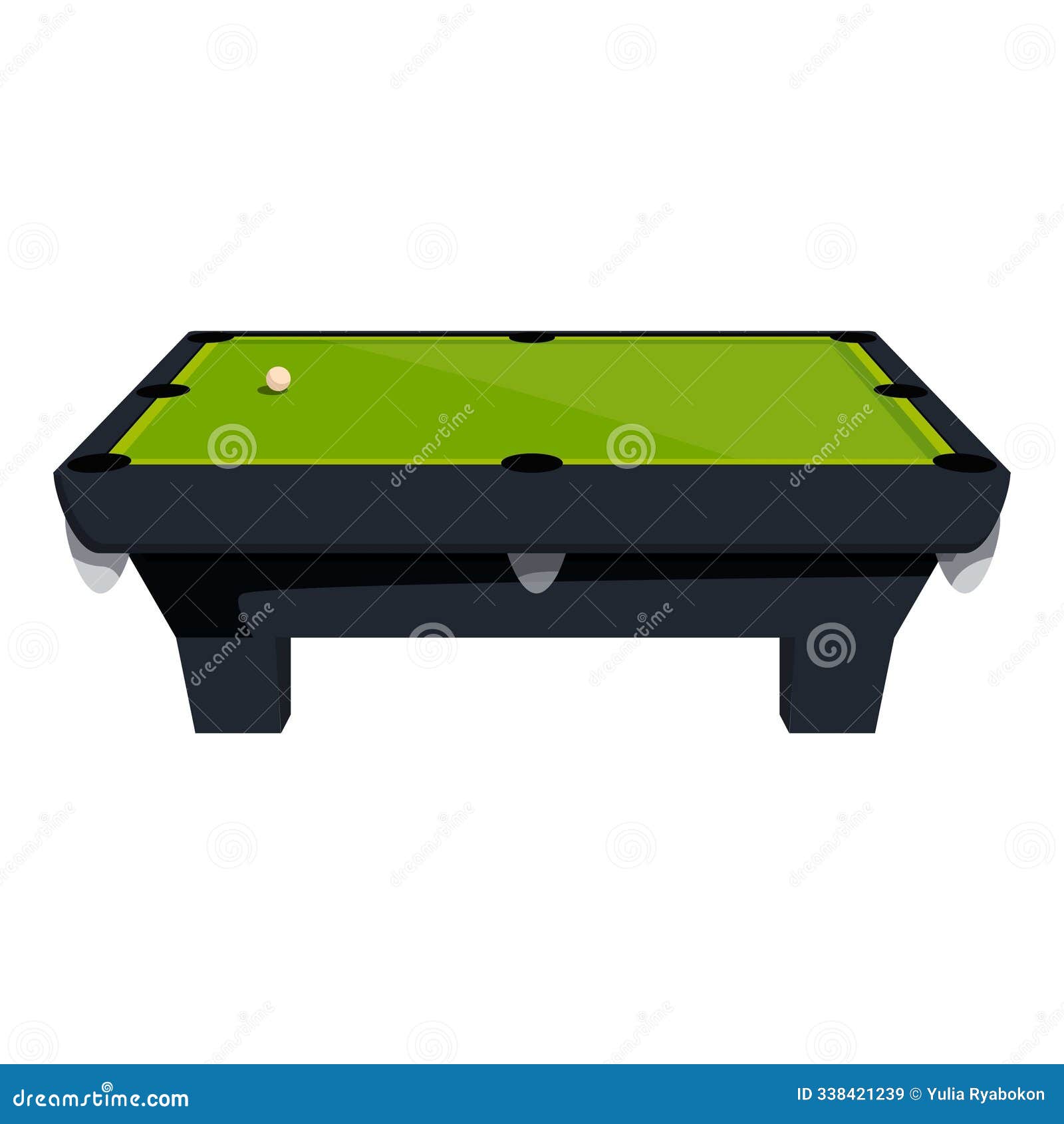 Green Empty Pool Table with One Ball is Standing on White Background ...