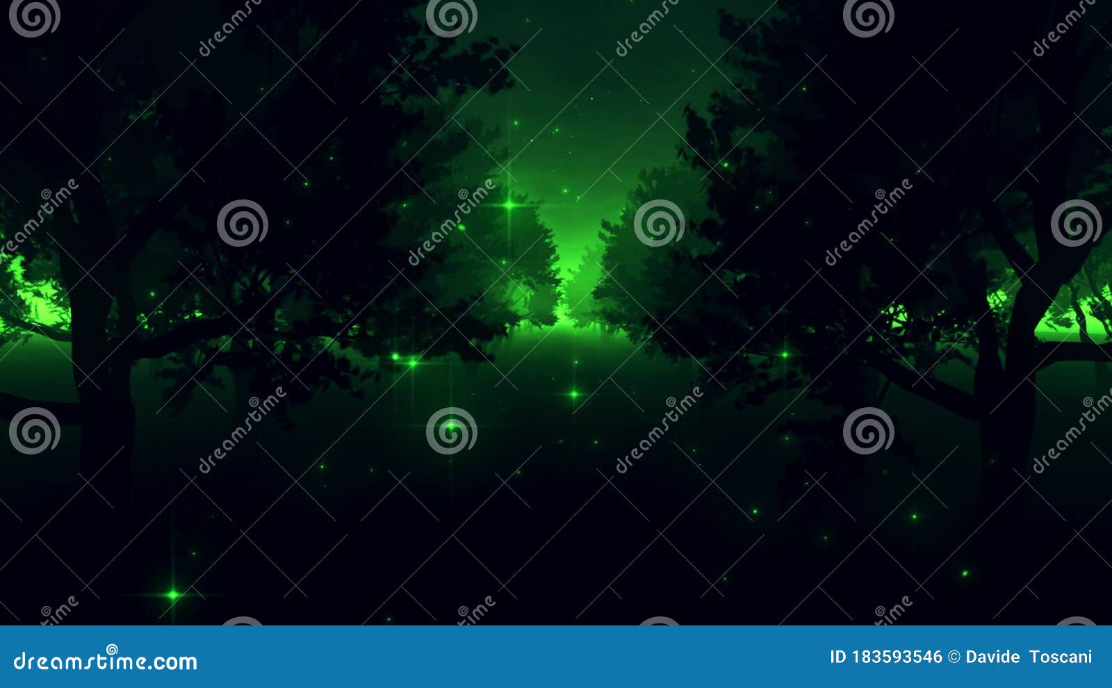 Green Enchanted Forest by Night VJ Loop Background Stock Footage ...