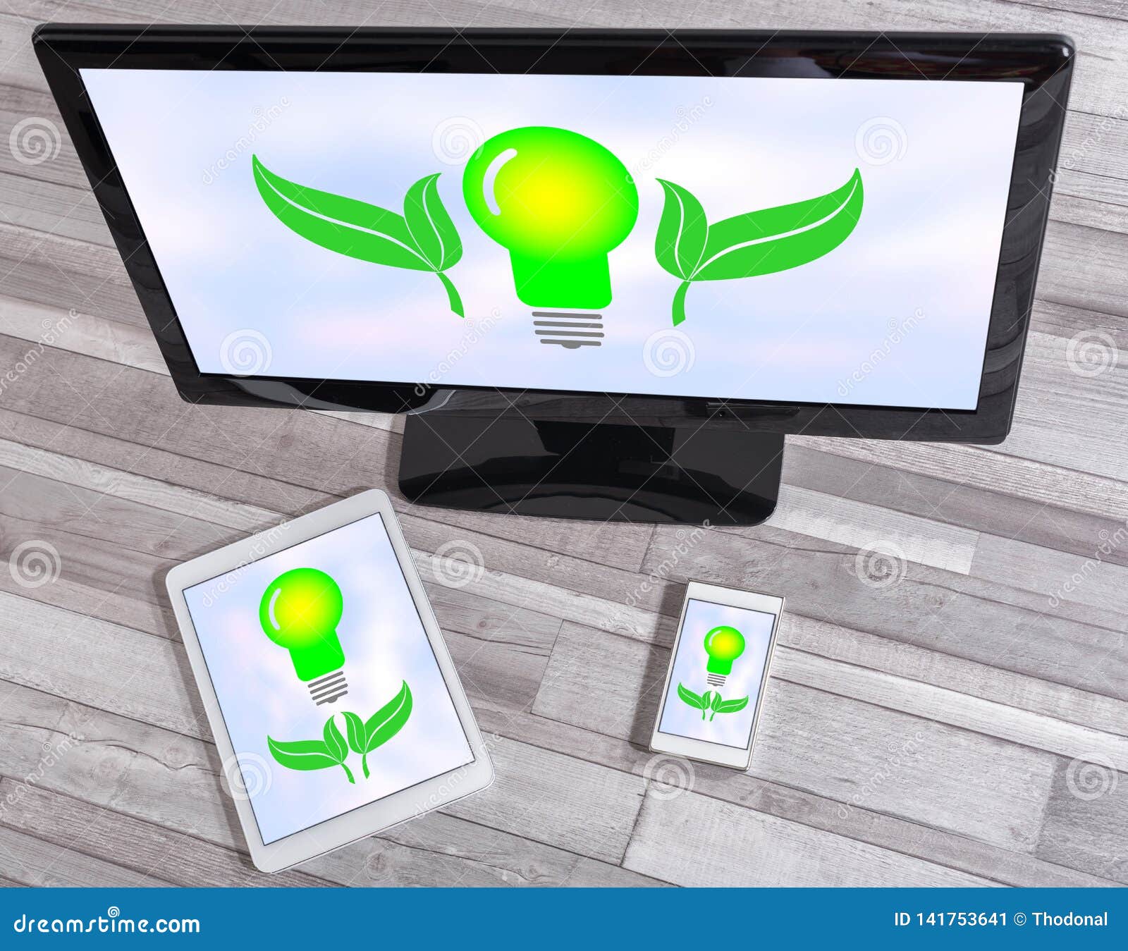 Green Energy Concept on Different Devices Stock Image - Image of ...