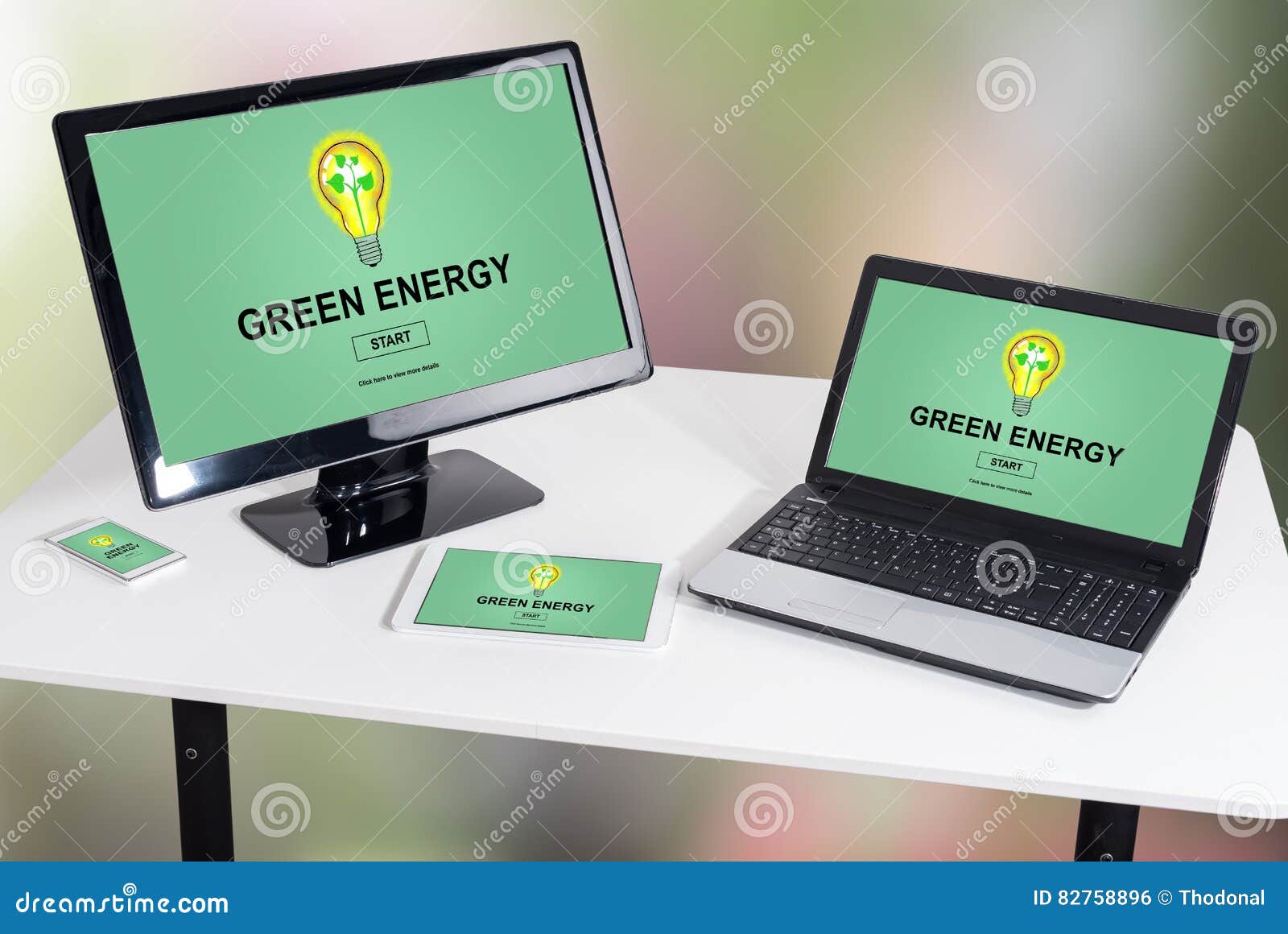 Green Energy Concept on Different Devices Stock Photo - Image of ...