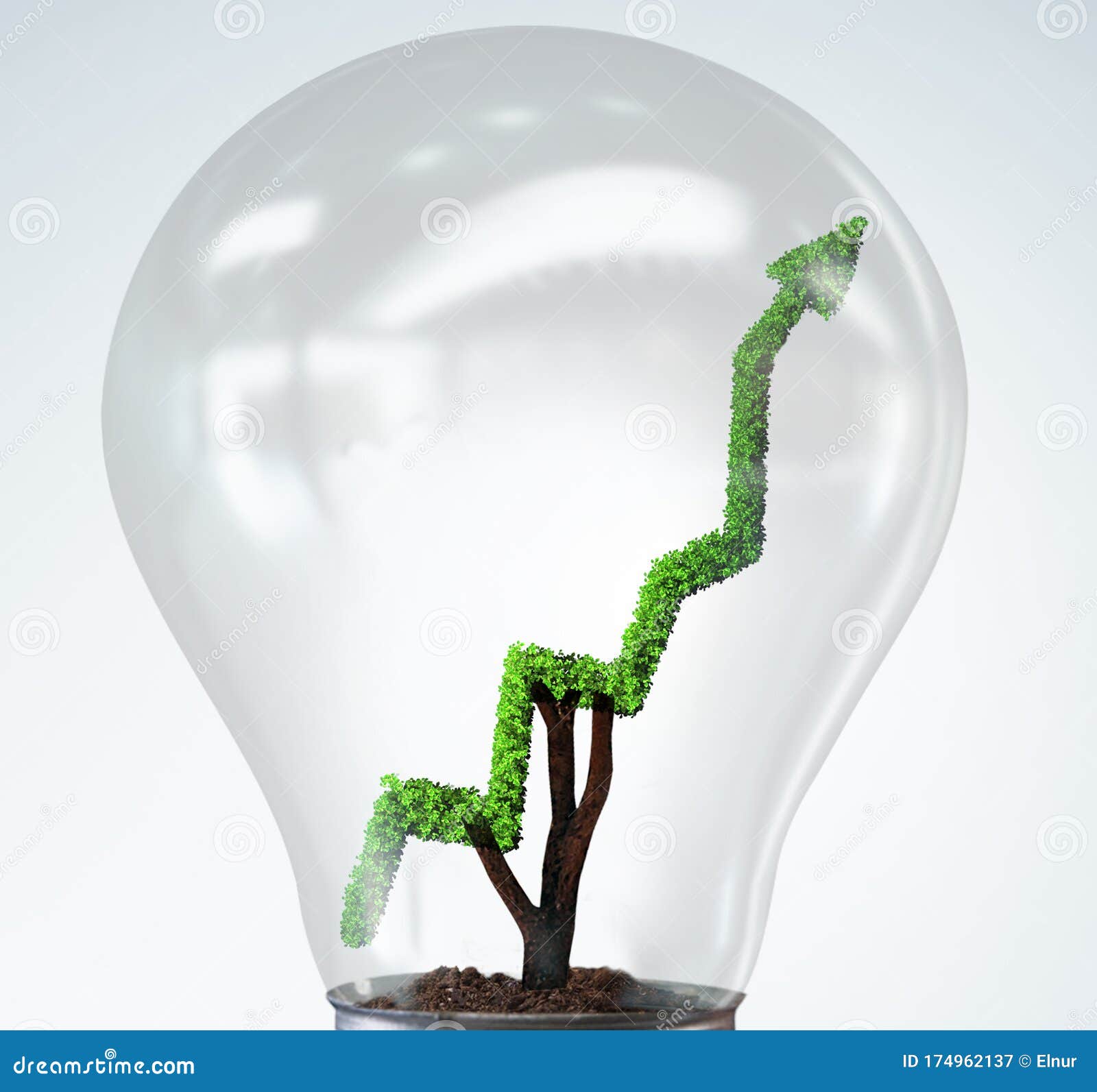 Green Energy Concept with Green Line Graph in Light Bulb Stock ...