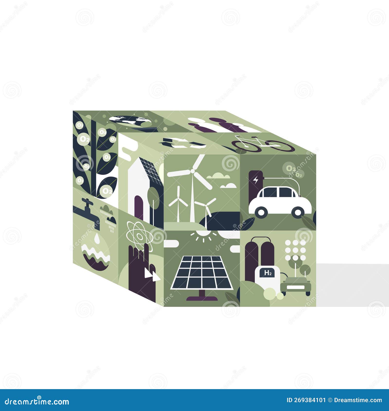 A Cube with Non Polluting Eco Friendly Energy Sources Stock ...