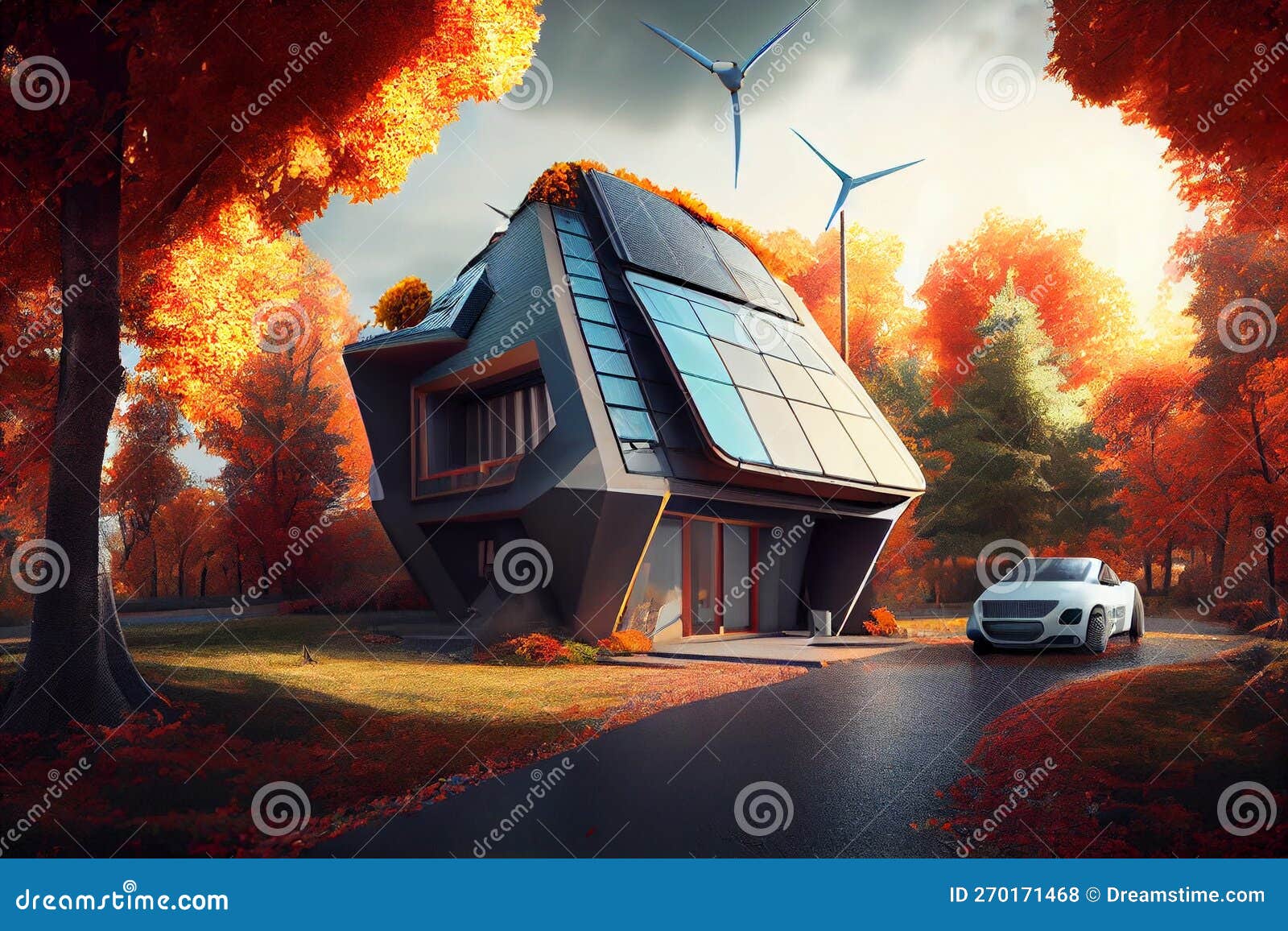 Green Energy and Eco Friendly Home Visualization, Generative AI Stock ...