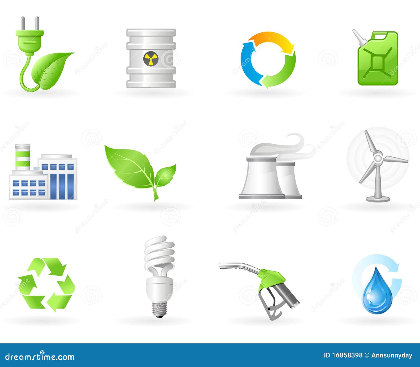 Green Energy icon set stock vector. Illustration of bulb - 16858398