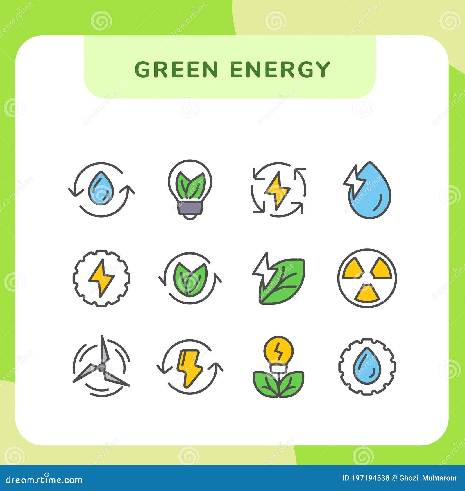 Green Energy Icon Set Collections Pack with Modern Flat Style Smooth ...