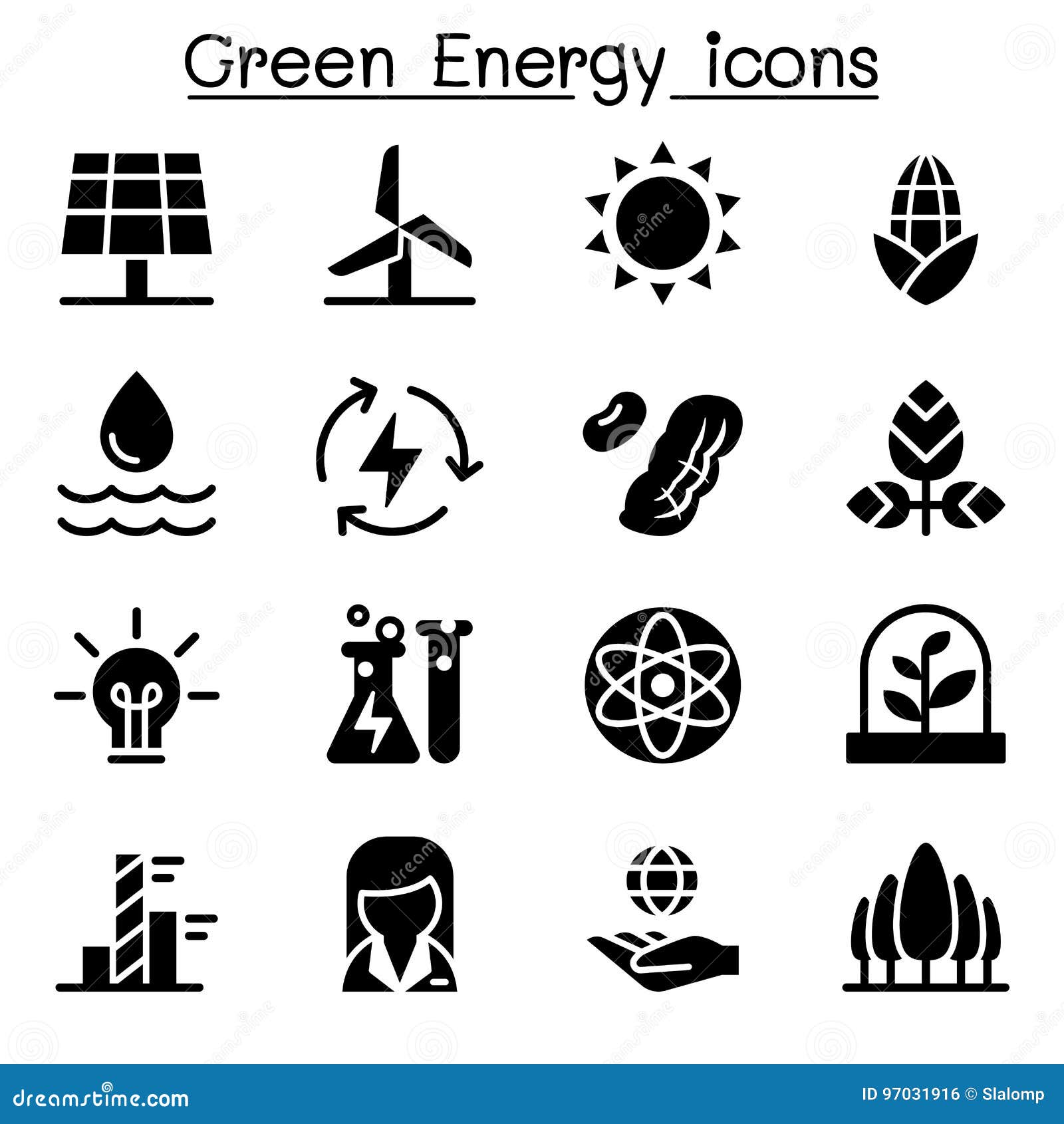 Green Energy icon set stock illustration. Illustration of business ...