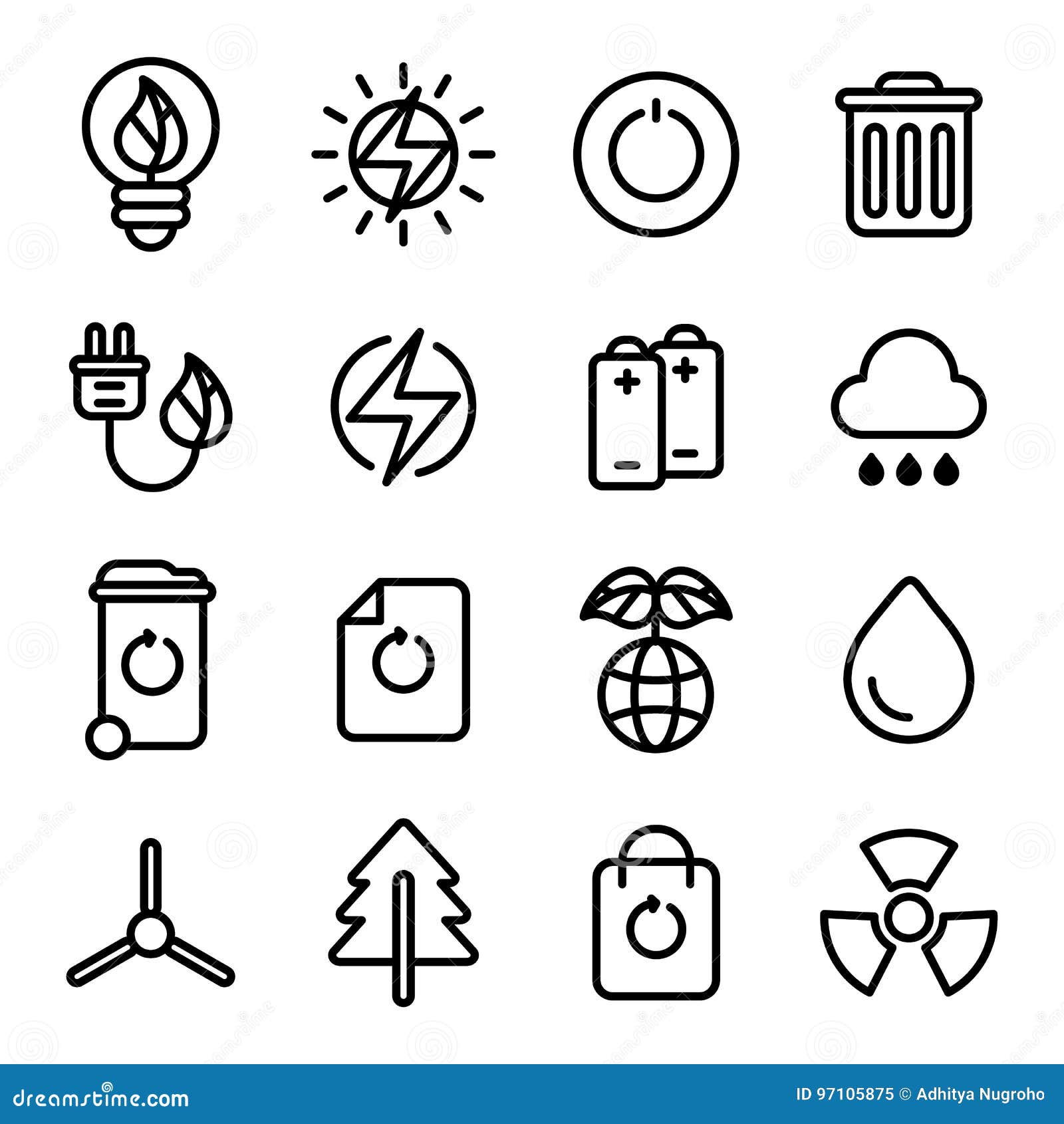 Green Energy Icons stock vector. Illustration of recycle - 97105875