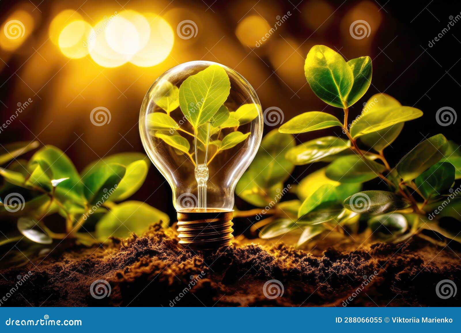 Green Energy Innovation: Sprout Emerging from Sustainable Light Bulb ...