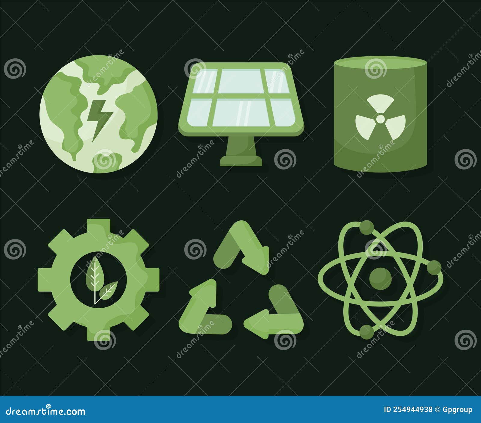 Green energy items stock vector. Illustration of electricity - 254944938