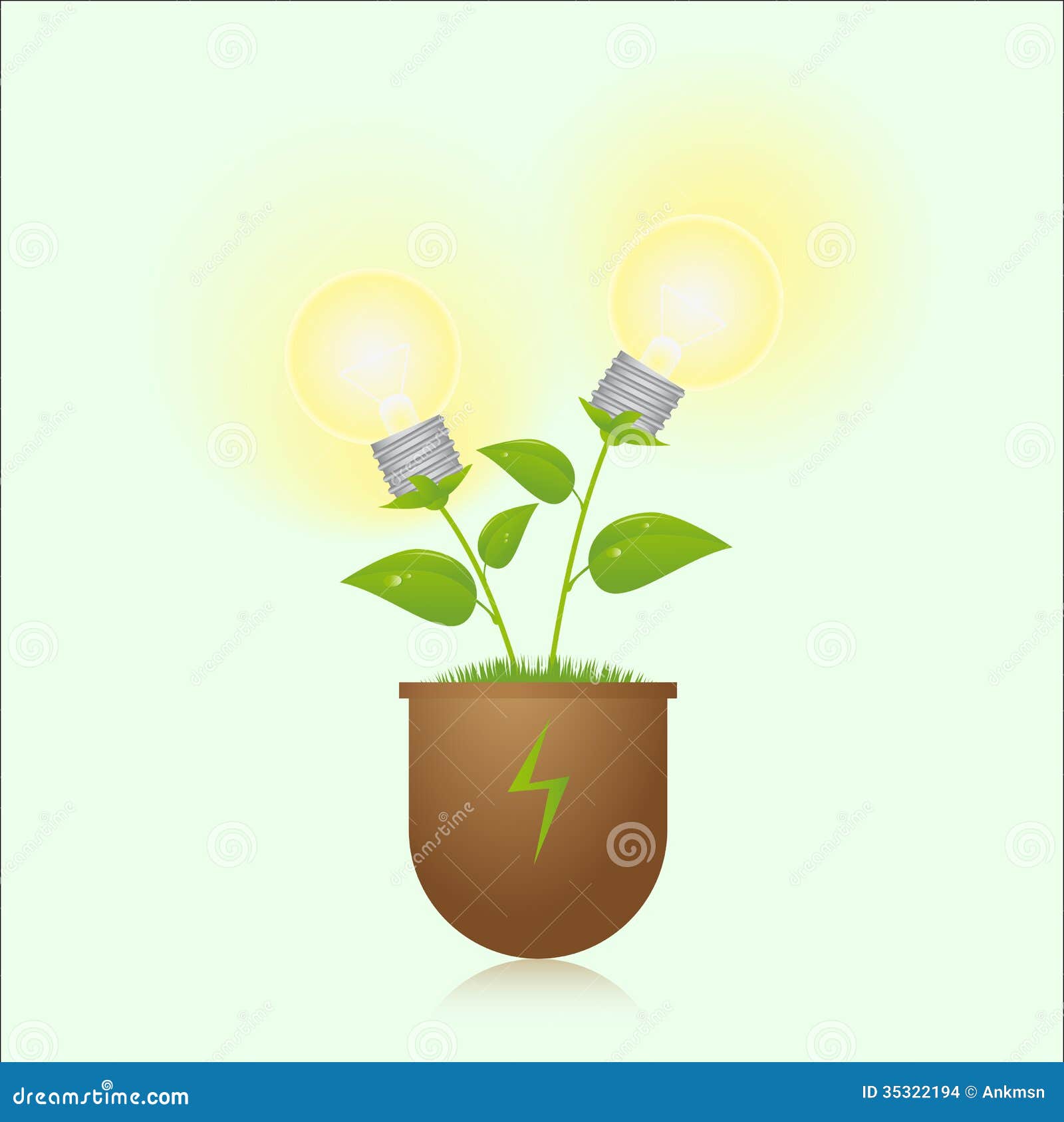 Green Energy Lamps on the Plant Stock Illustration - Illustration of ...