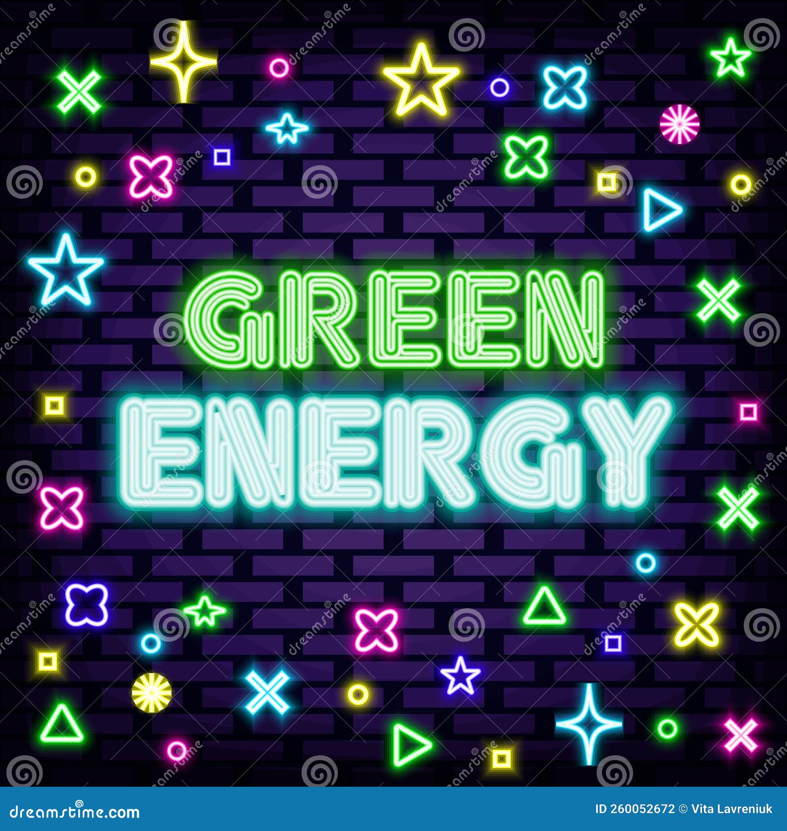 Green Energy Neon Quote. Neon Script. Light Art Stock Vector ...