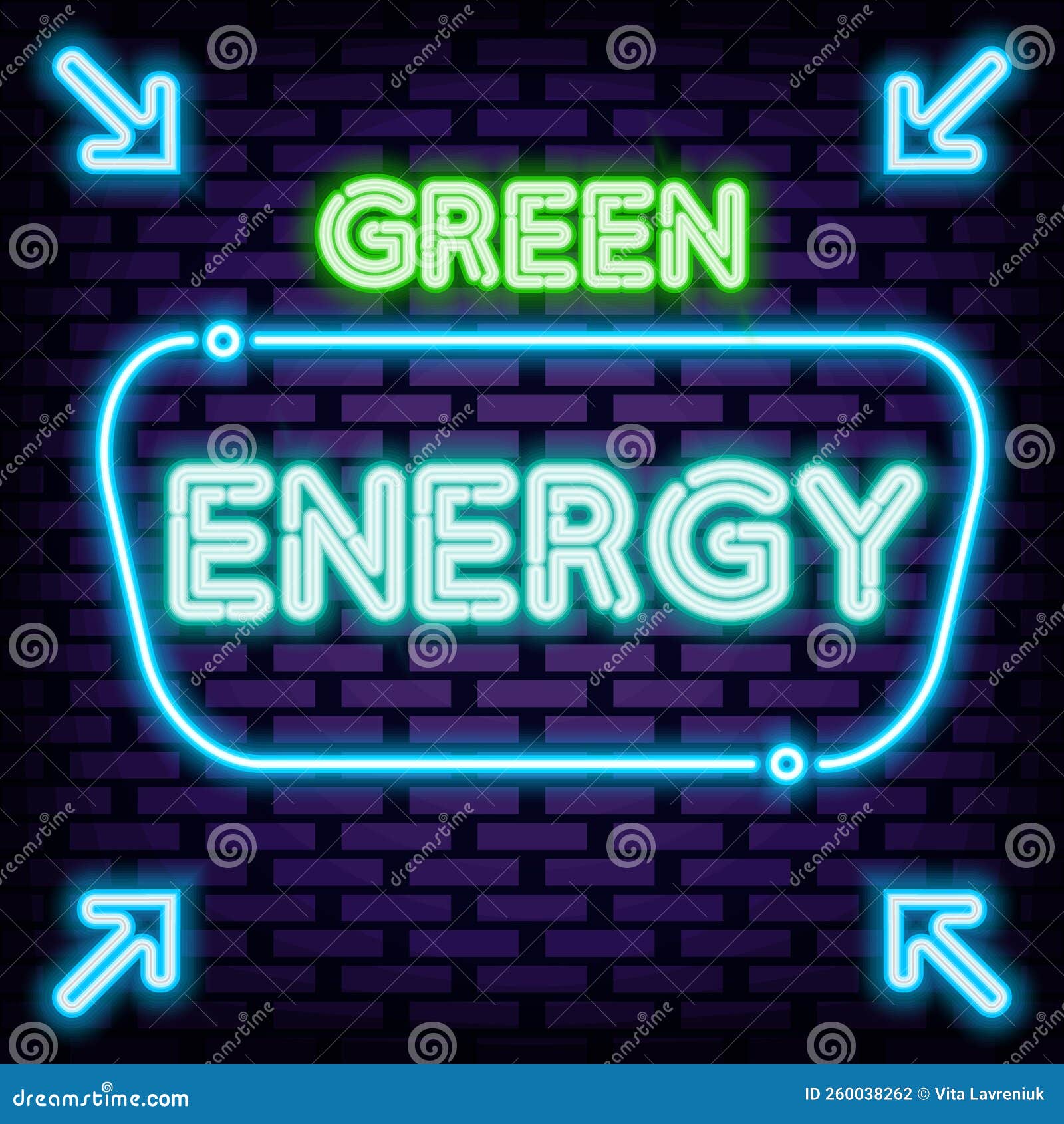 Green Energy Neon Quote. Neon Script. Night Advensing Stock Vector ...