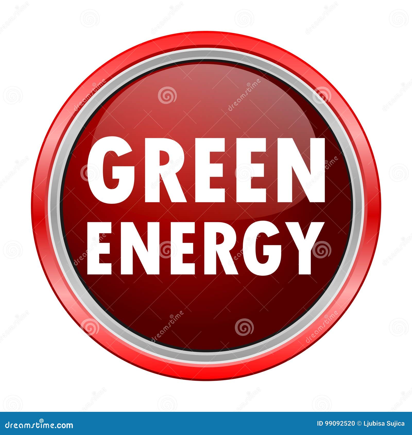 Green Energy Round Metallic Red Button Stock Vector - Illustration of ...