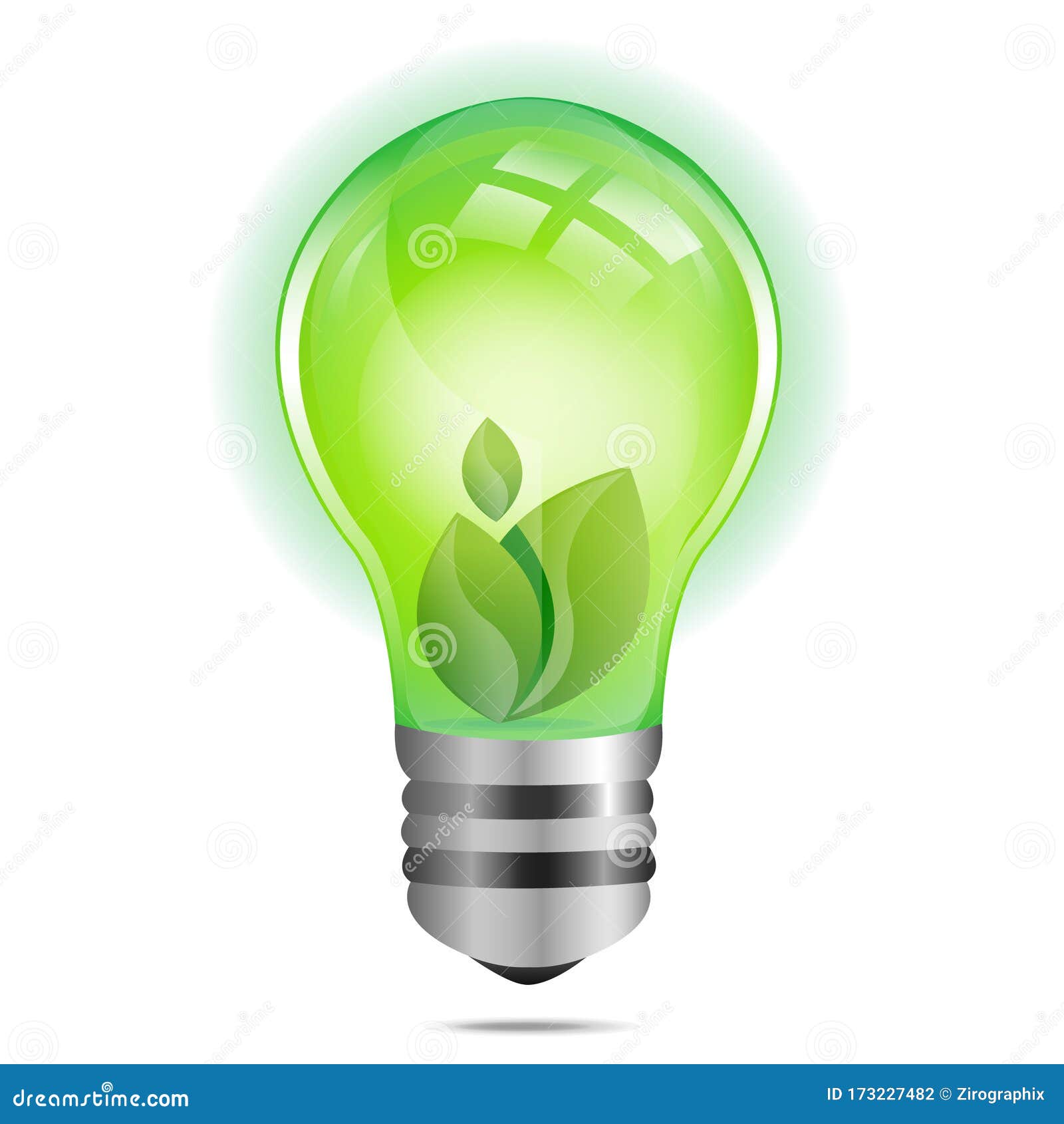 Green Energy Saving Light Bulb Stock Illustration - Illustration of ...