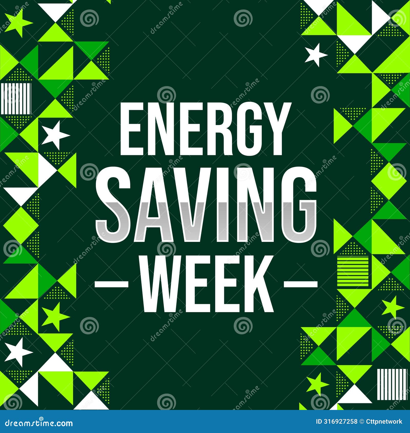 Green Energy Saving Week Wallpaper with Typography and Shapes on Both ...