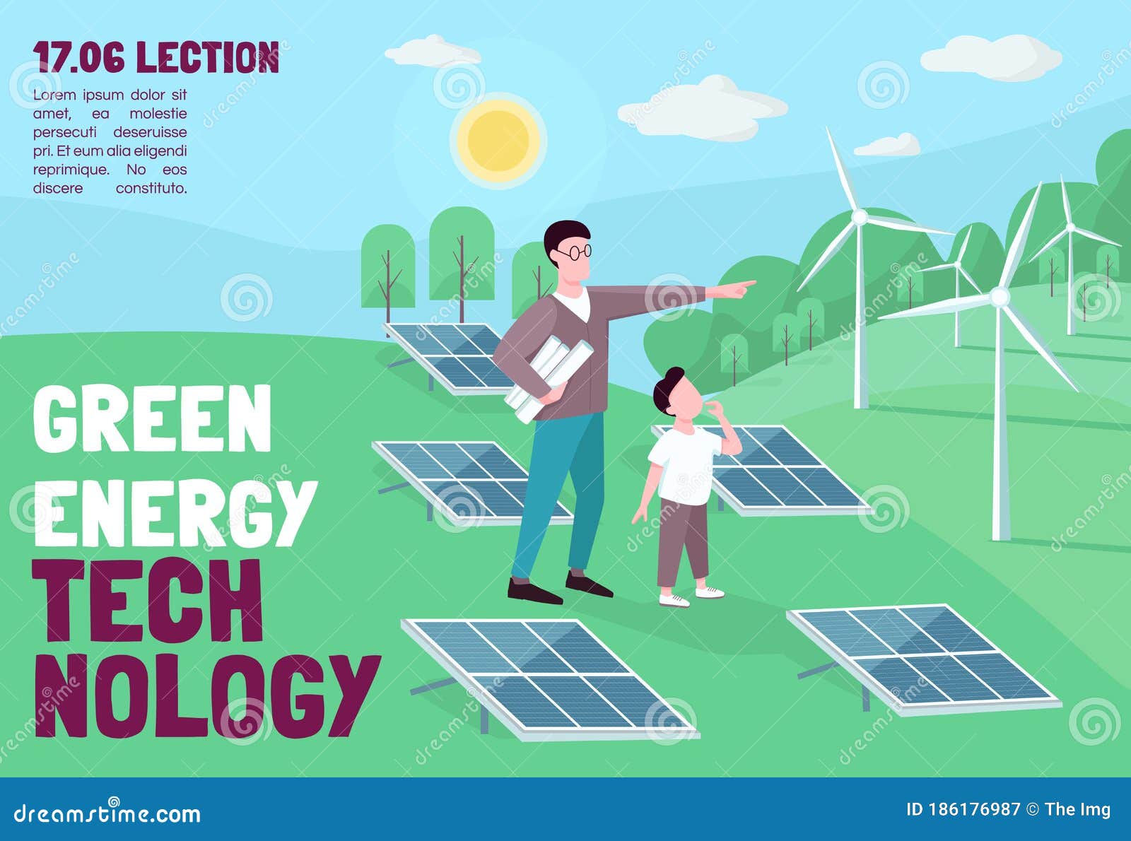 Green Energy Technology Banner Flat Vector Template Stock Vector ...