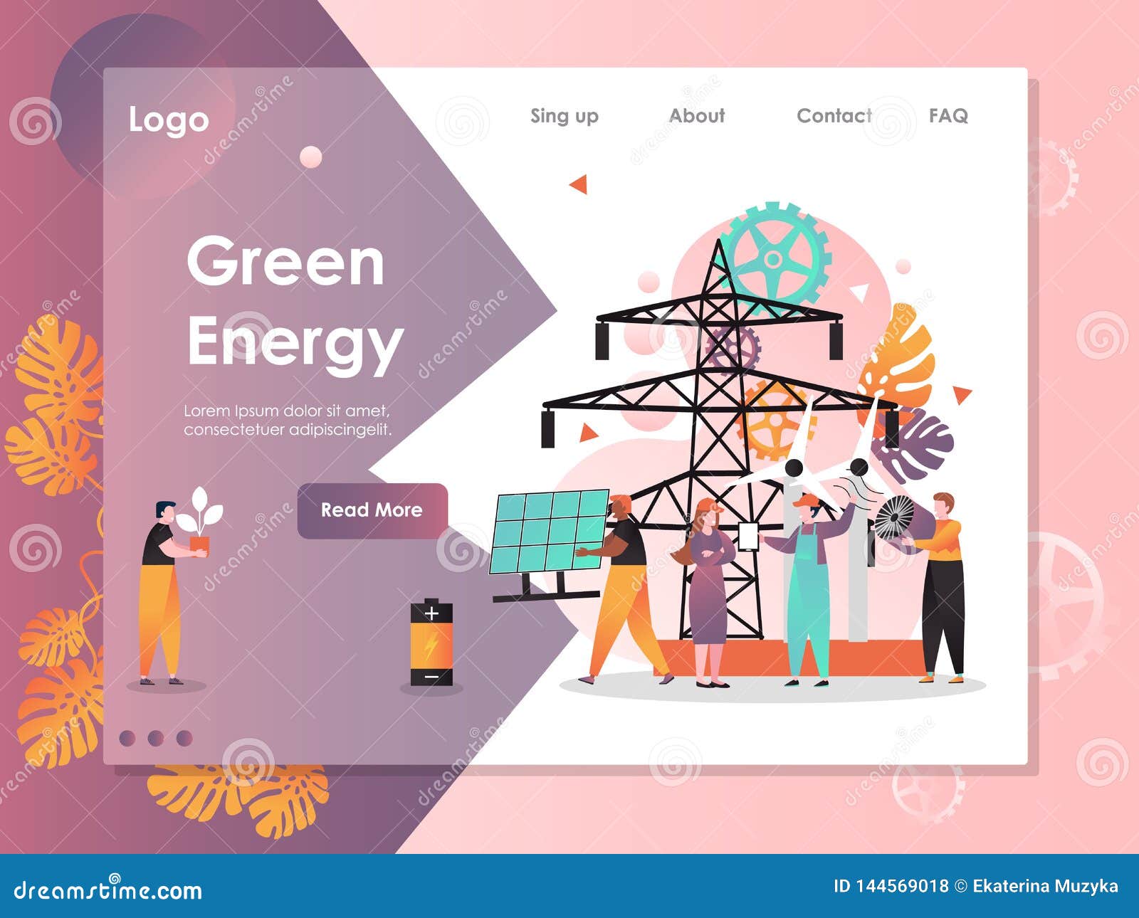 Green Energy Vector Website Landing Page Design Template Stock Vector ...