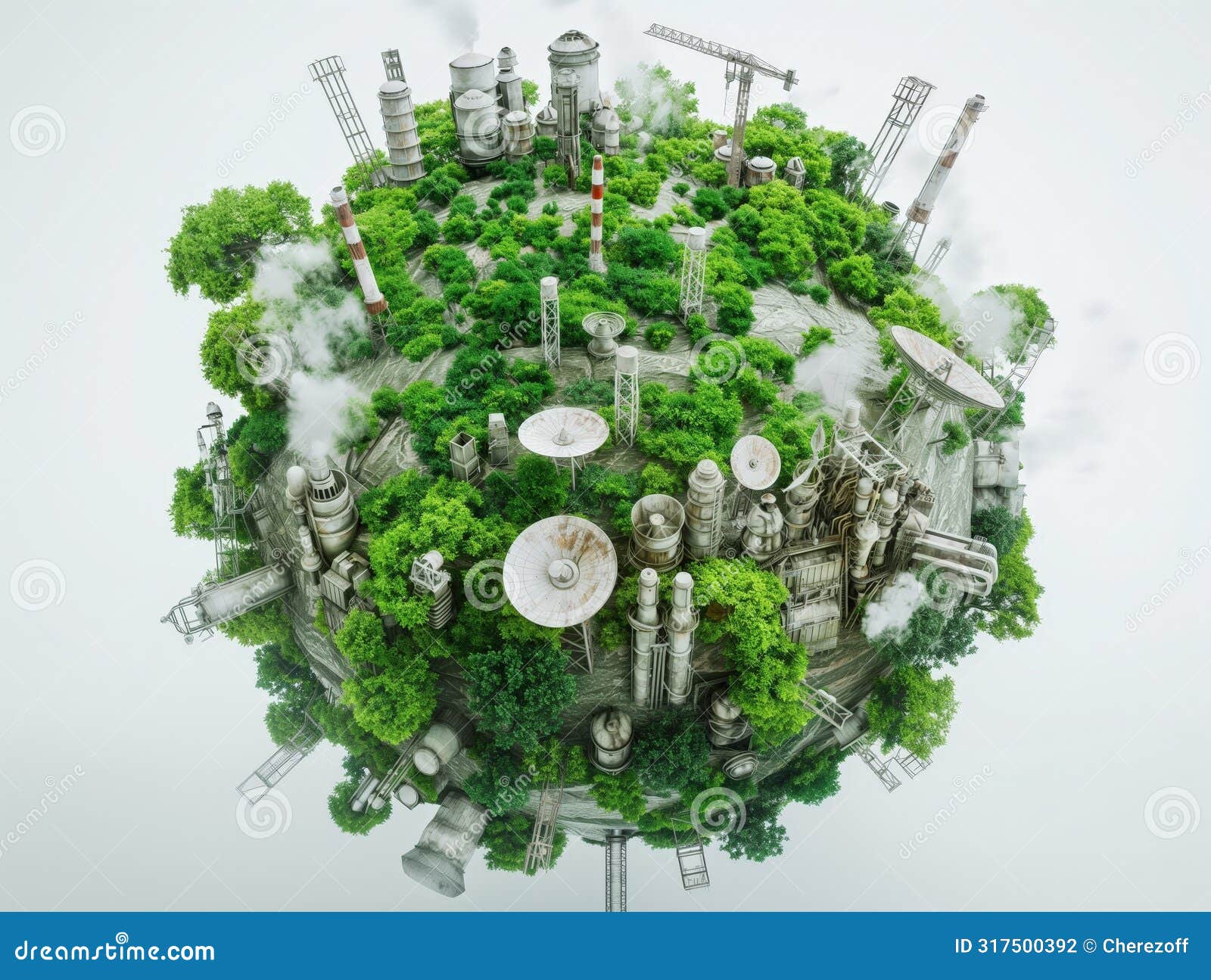 Green Energy Versus Industrial Development Planet Concept Stock Photo ...