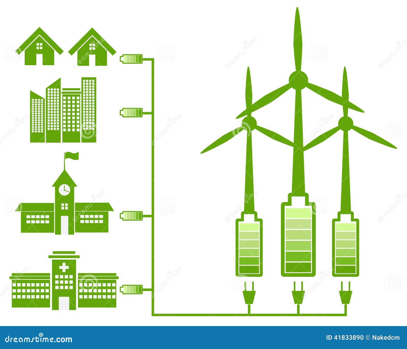 Green Energy from Wind Mill and Green Icon Stock Vector - Illustration ...
