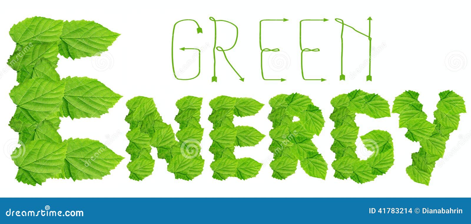Green Energy Words Made of Leaves Stock Illustration - Illustration of ...