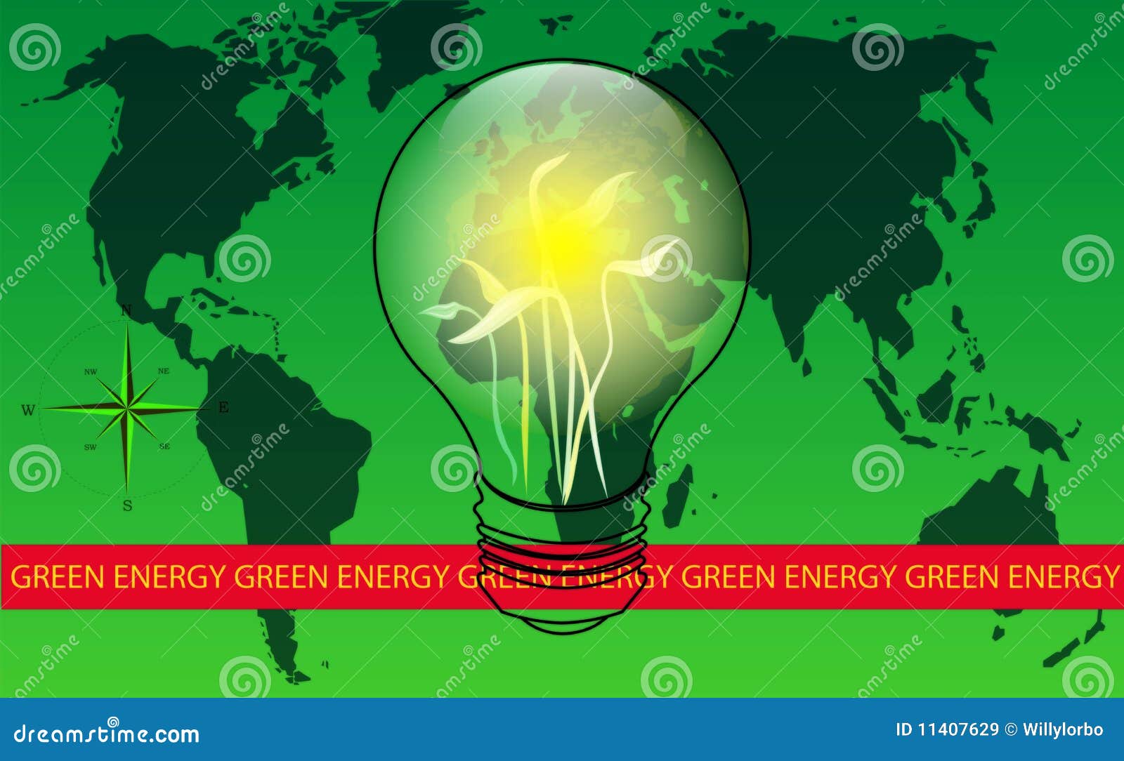Green Energy World stock illustration. Illustration of environmental ...
