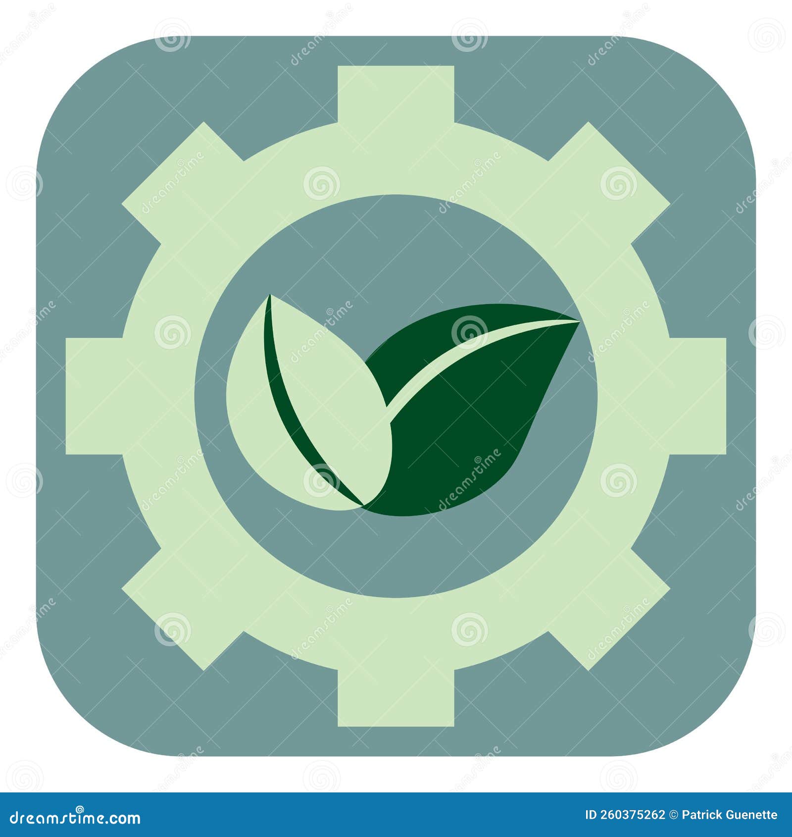 Green Engine with Two Leaves, Icon Stock Vector - Illustration of ...
