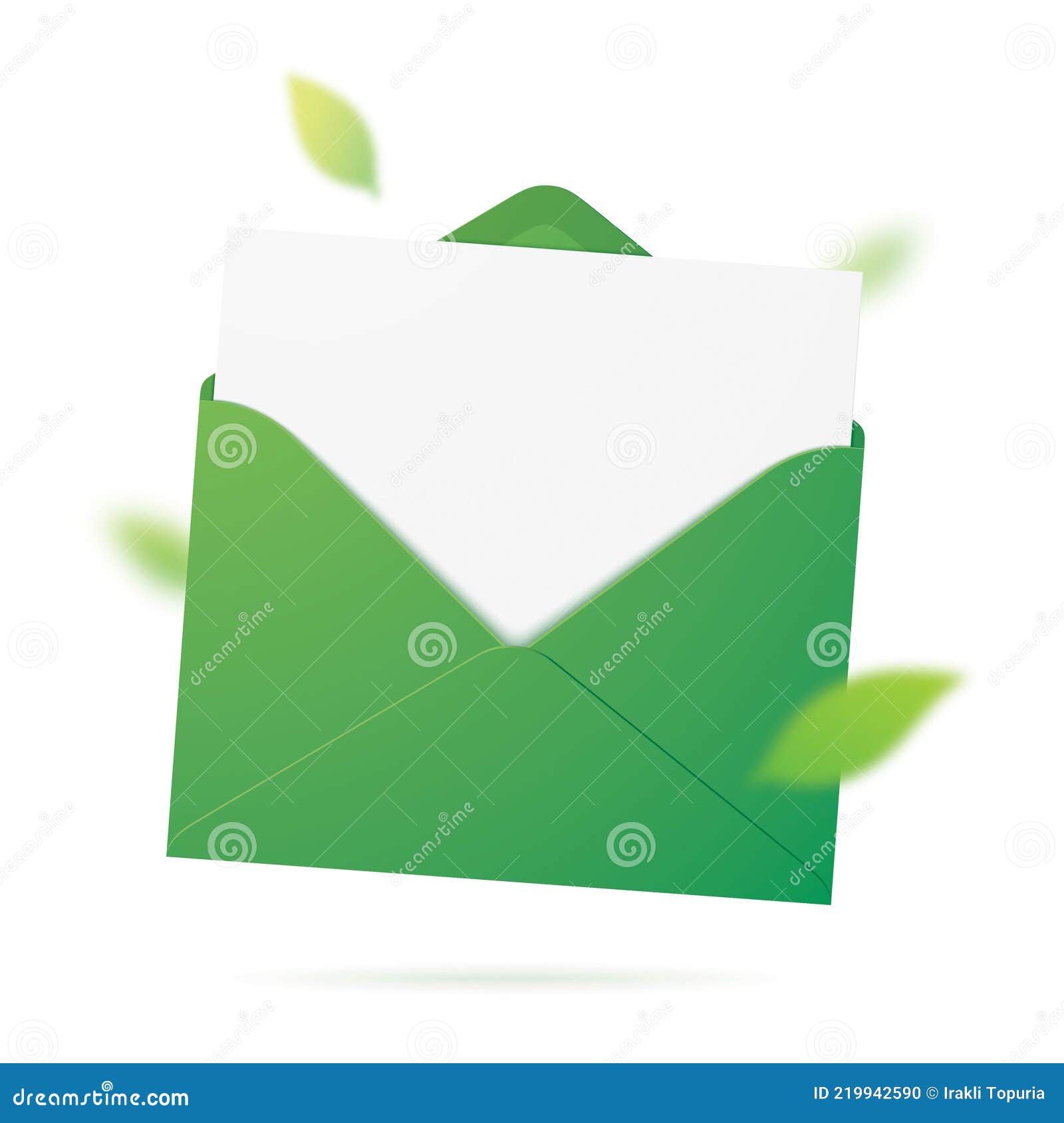 A Green Envelope with Leaves. Vector Illustration. Stock Vector ...