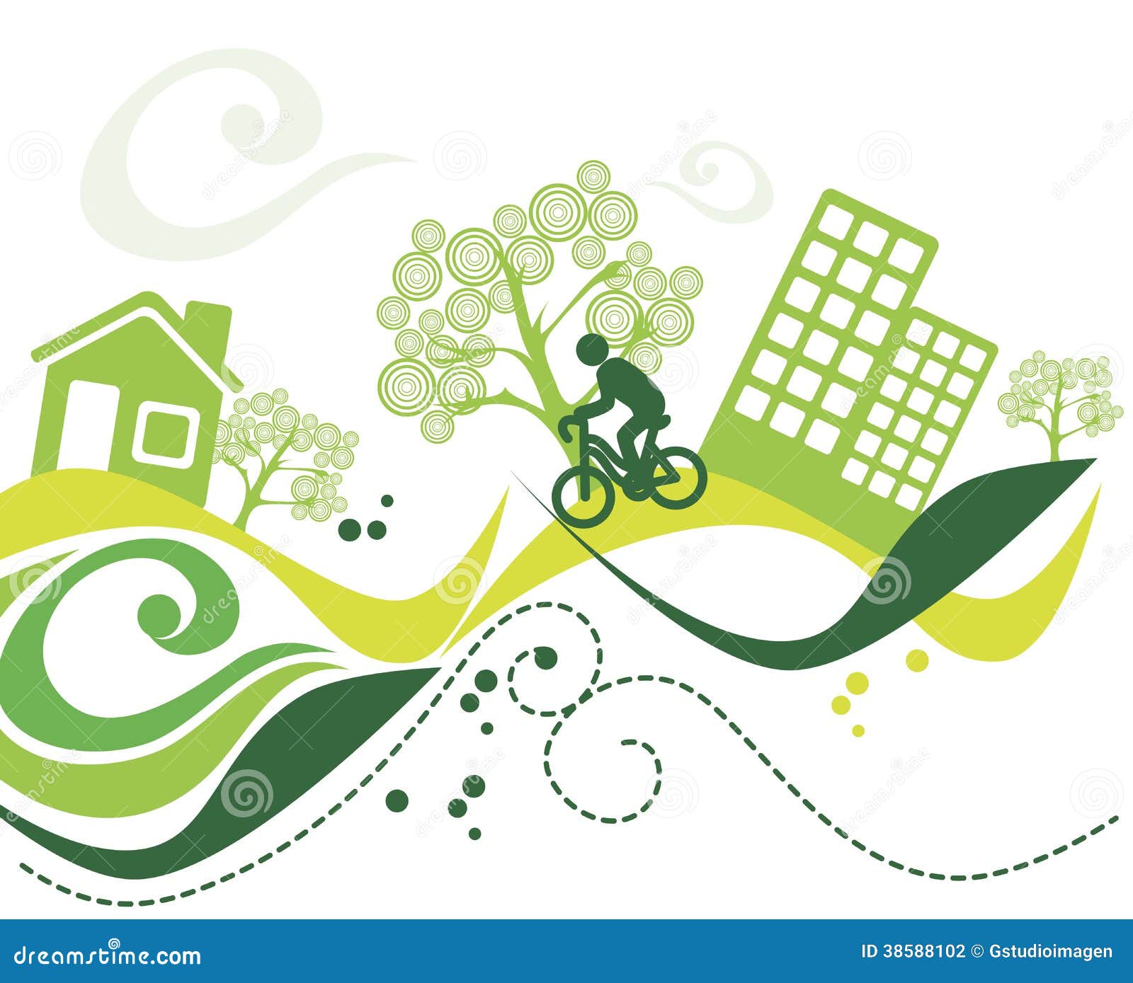 Green enviroment stock vector. Illustration of buildings - 38588102