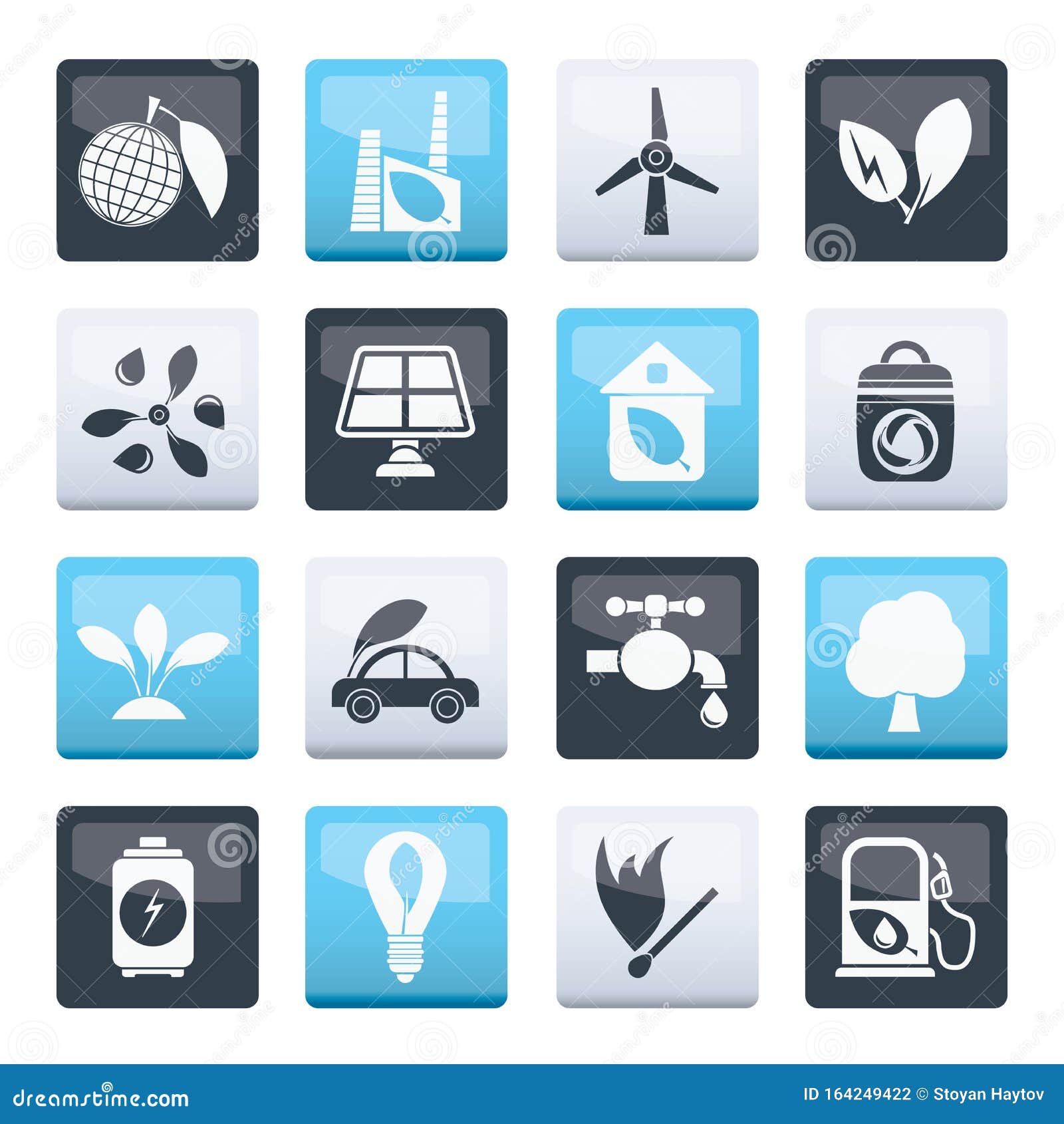 Green, Environment and Ecology Icons Over Color Background Stock Vector ...