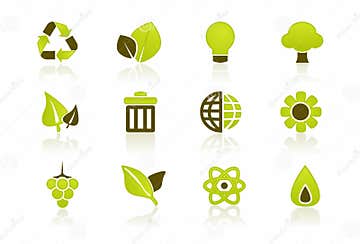 Green Environment Icon Set stock illustration. Illustration of ...