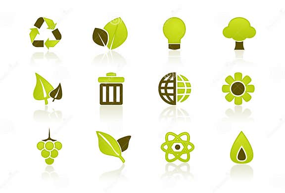 Green Environment Icon Set stock illustration. Illustration of ...