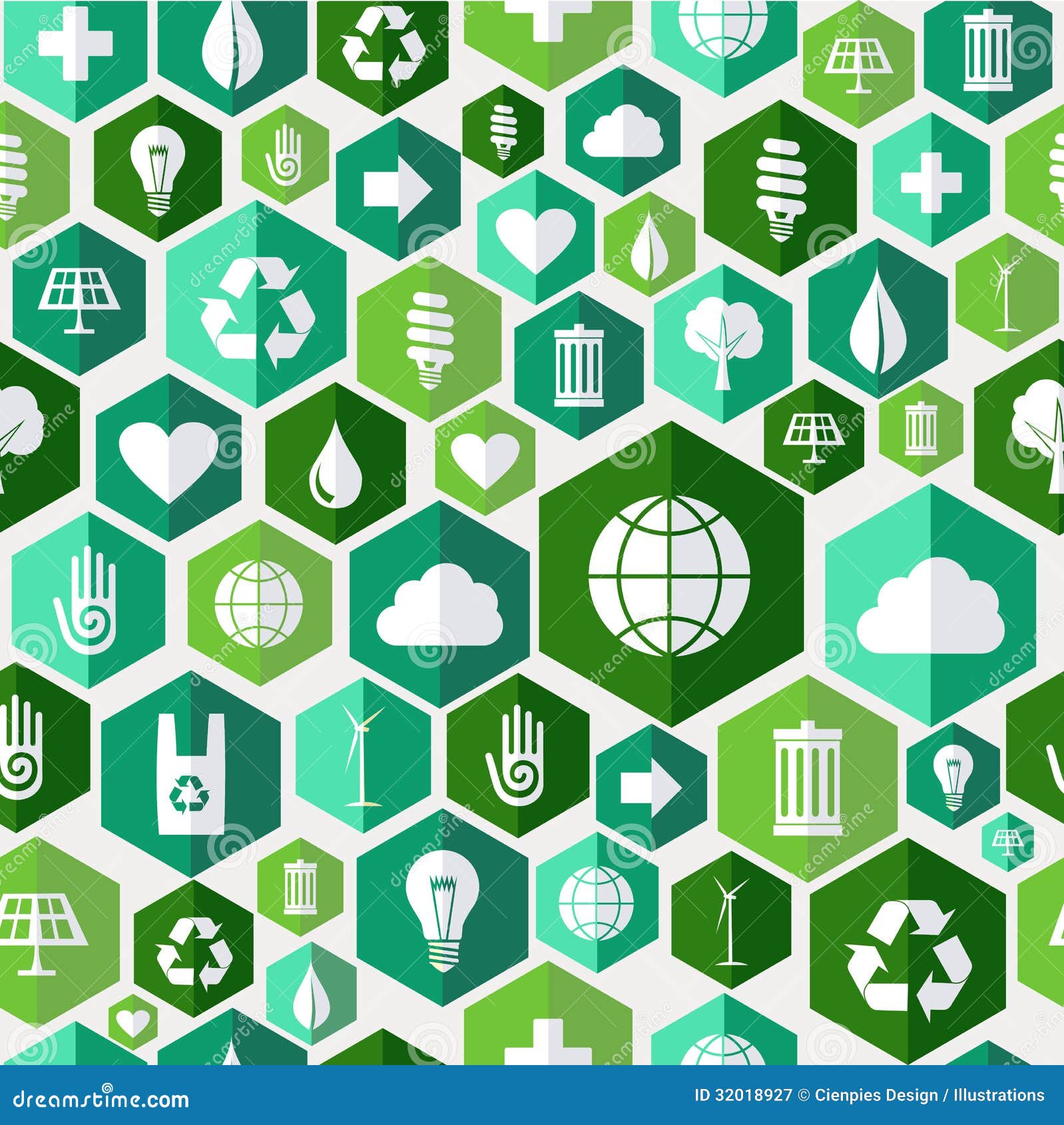 Green Environment Icons Seamless Pattern Background Stock Vector ...