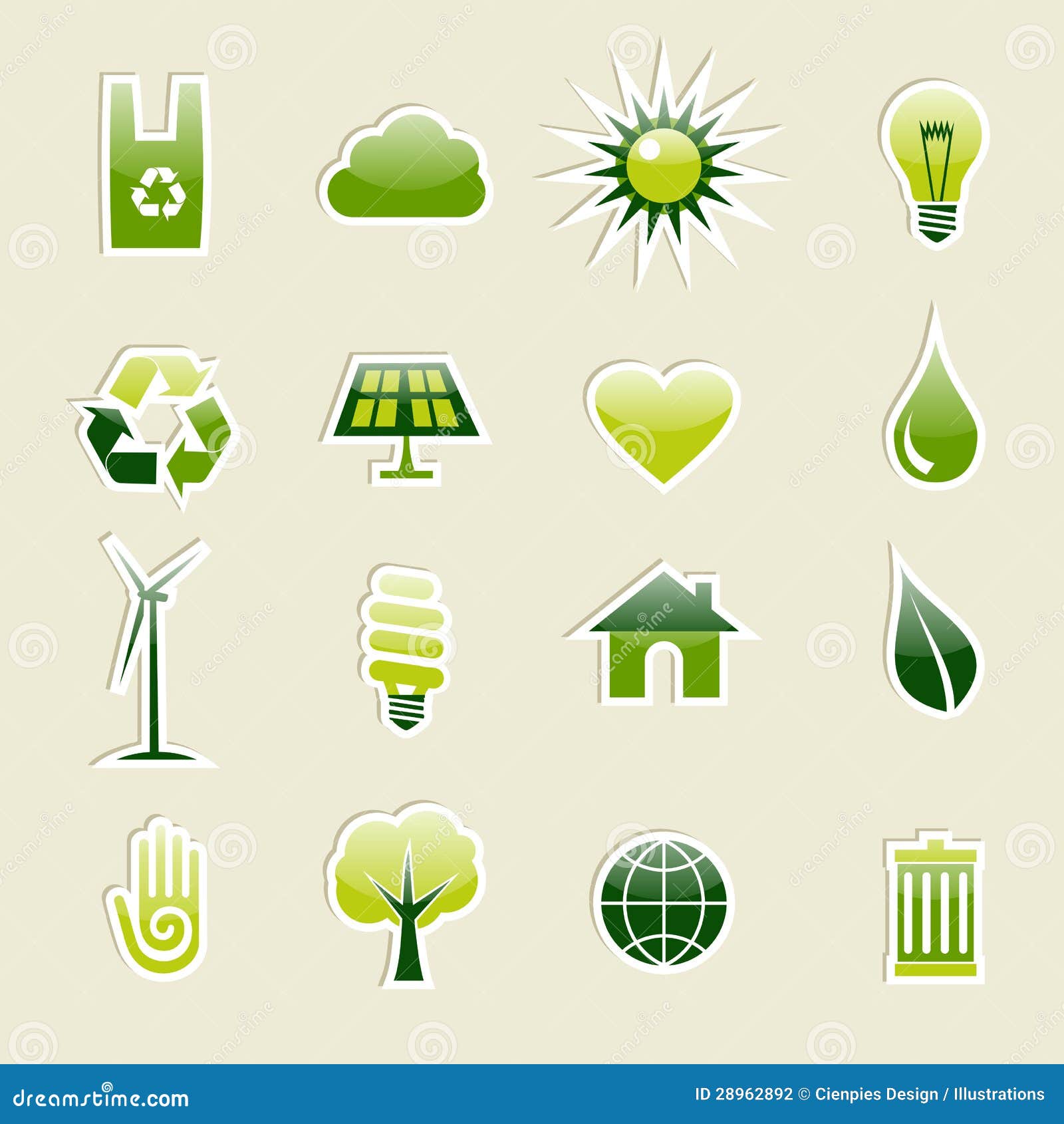 Green Environment Icons Set Stock Vector - Illustration of energy ...