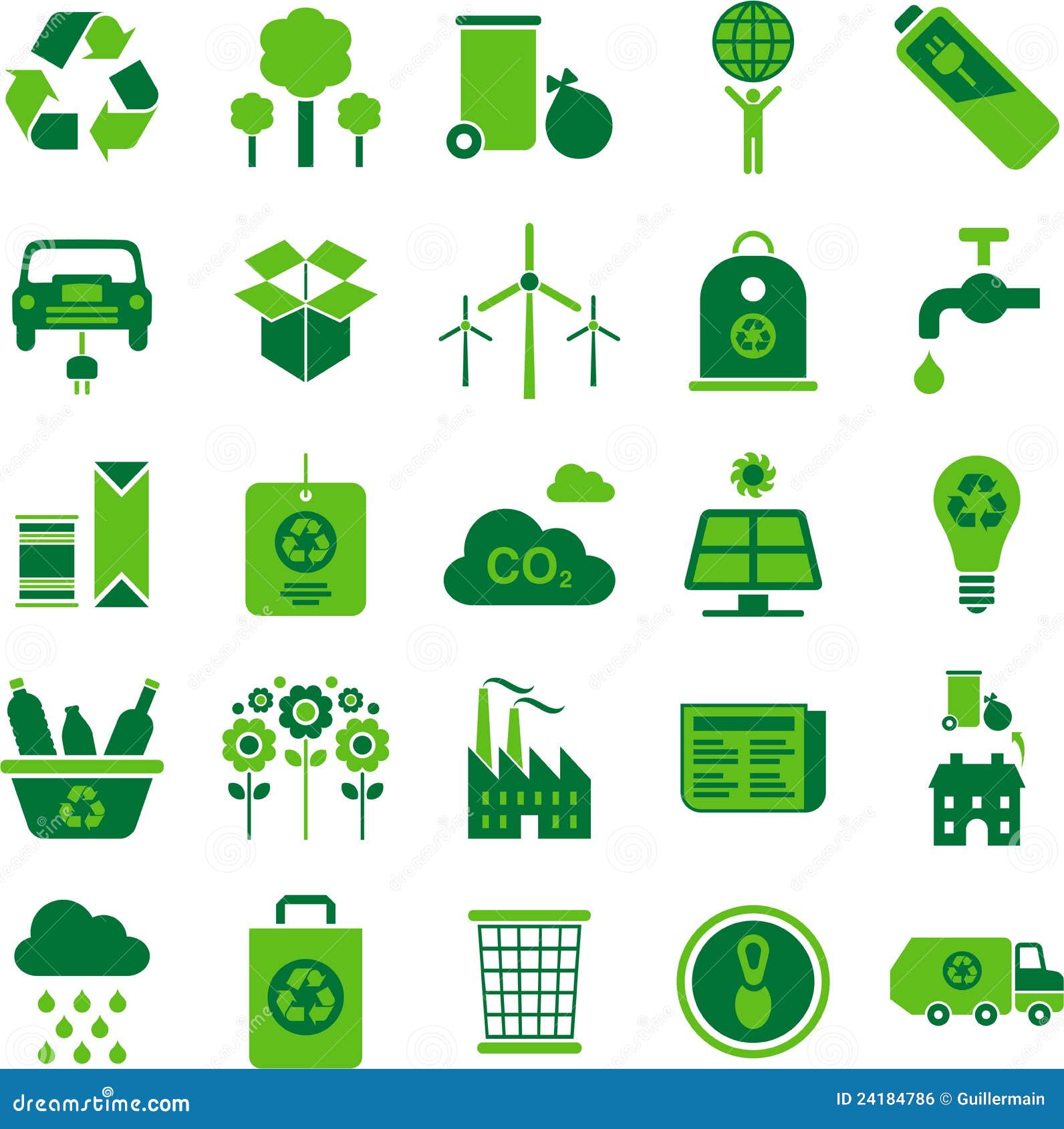 Green Environment and Recycle Icons Stock Vector - Illustration of ...