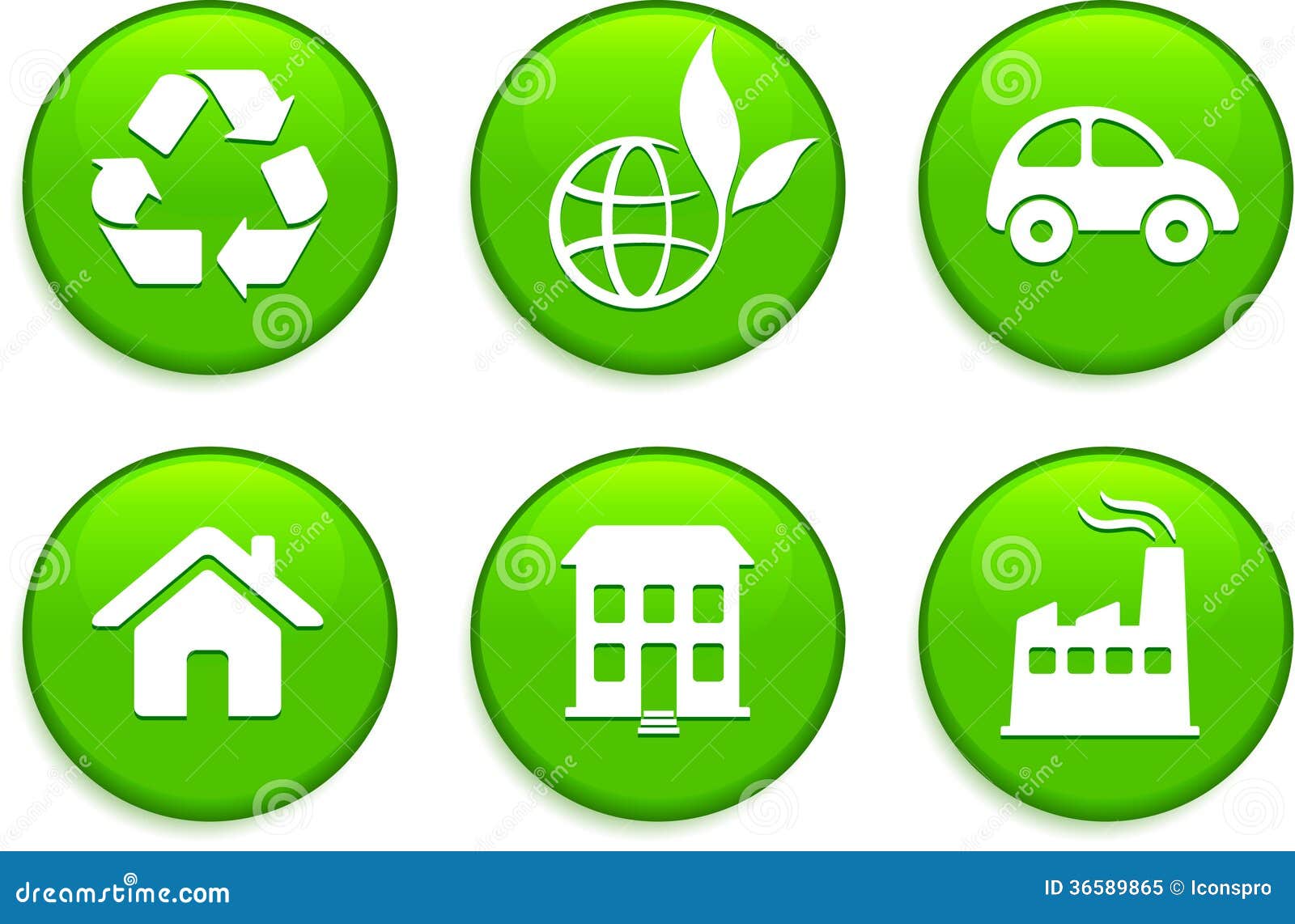Green Environmental Buttons Stock Illustration - Illustration of design ...
