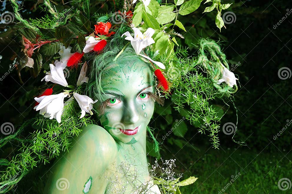 Green Environmental Face Painting Stock Image - Image of care, climate ...