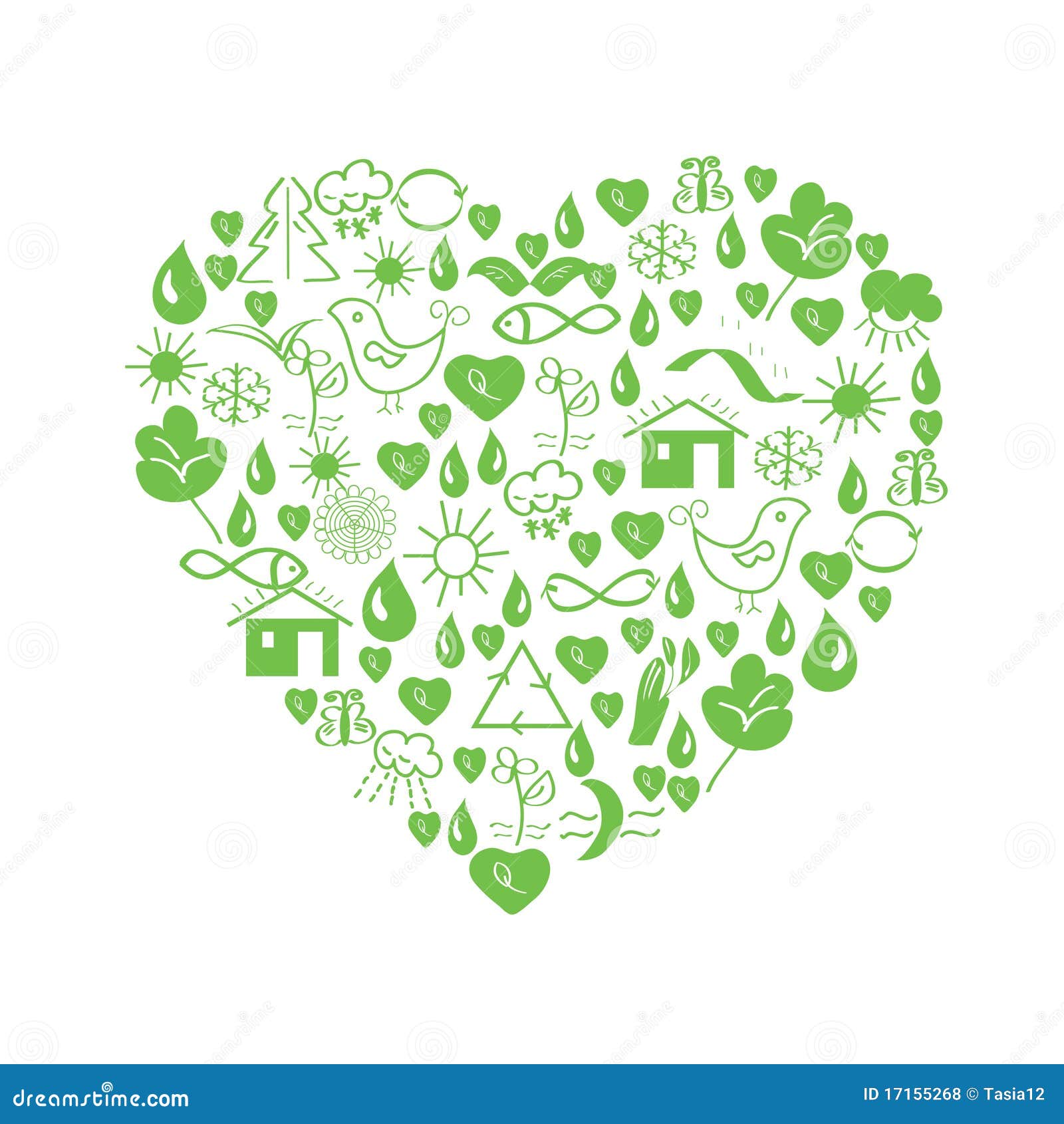 Green environmental heart stock vector. Illustration of leaf - 17155268