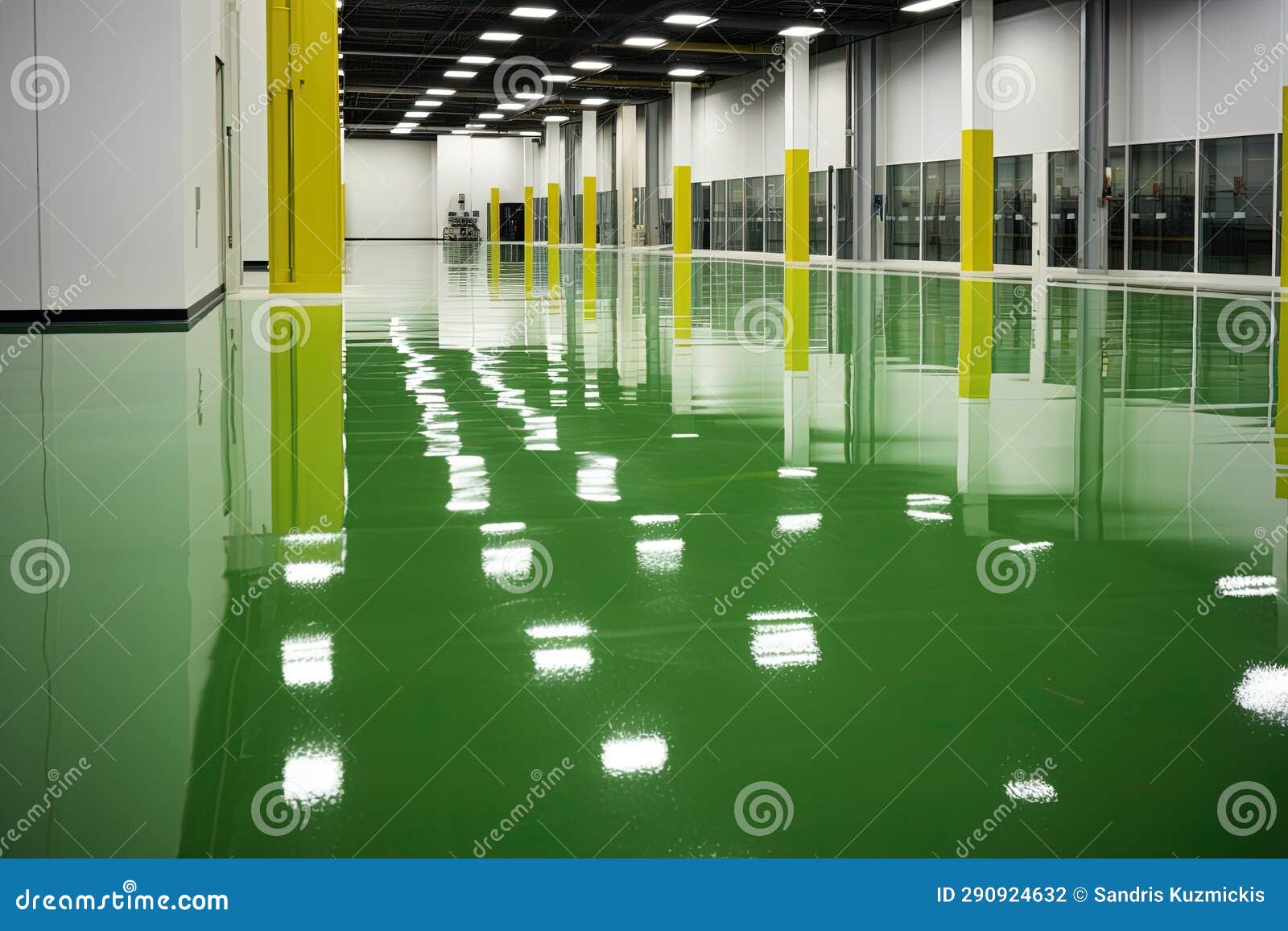 Green Epoxy Floor in a Large Space in a Company. Generative AI Stock ...
