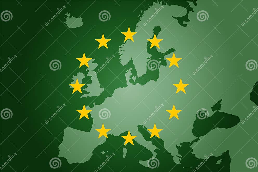 Green EU Map and Flag Background. Vector Illustration Concept Stock ...