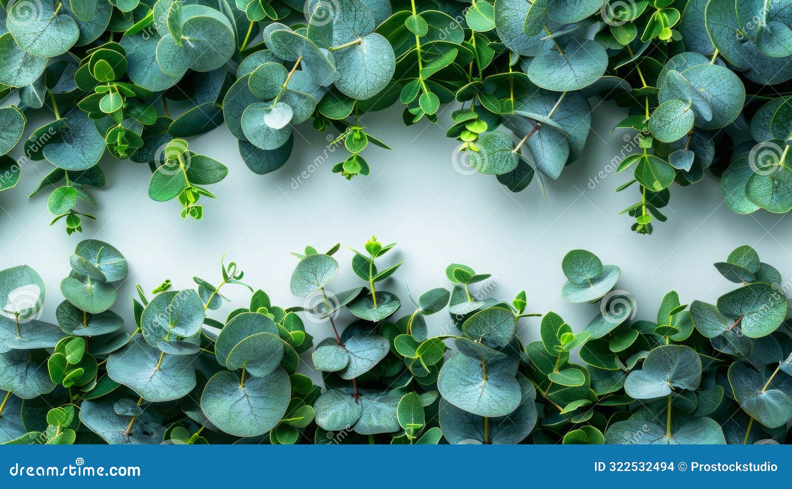 Green Eucalyptus Leaves Border on White Background Stock Photo - Image ...