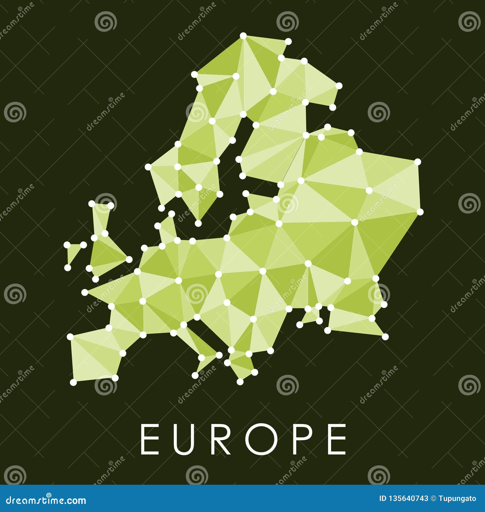 Green Europe map stock vector. Illustration of european - 135640743