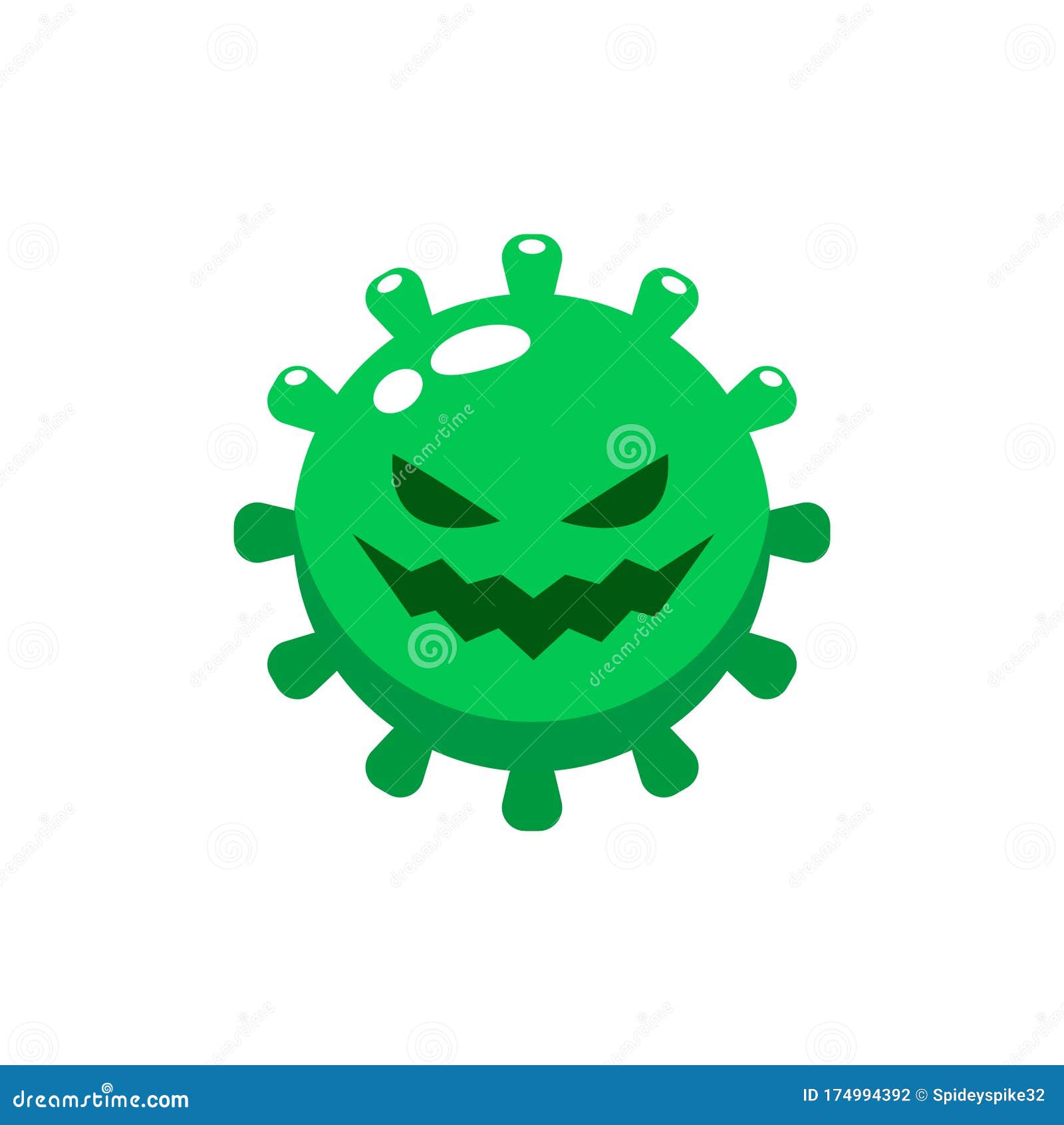 A Green Evil Virus. Isolated Vector Illustration Stock Vector ...