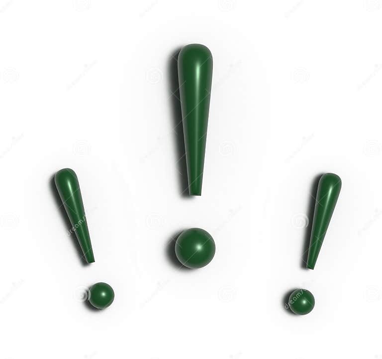 Green Exclamation Mark with Shadow from Different Angles on Isolated ...