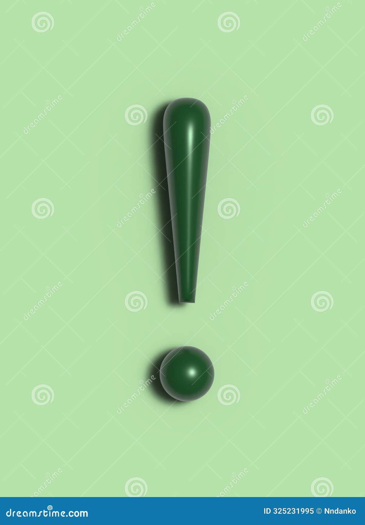 Green Exclamation Mark with Shadow on a Light Green Background, 3D ...
